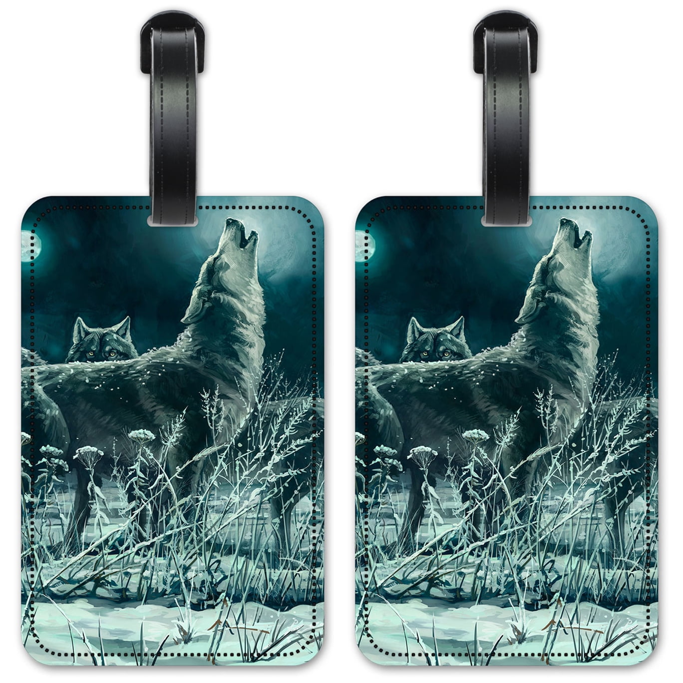 Wolf Painting - Luggage ID Tags / Suitcase Identification Cards - Set ...