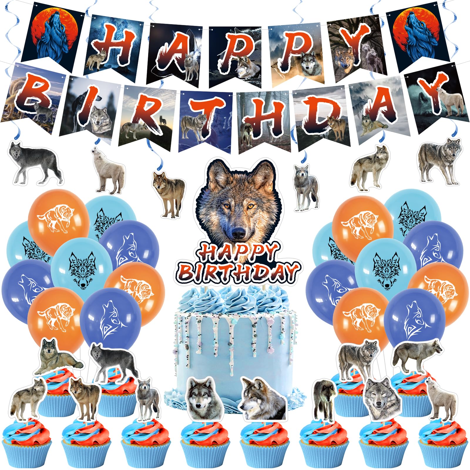 Wolf Party Supplies, Wolf Theme Birthday Decorations with Happy ...