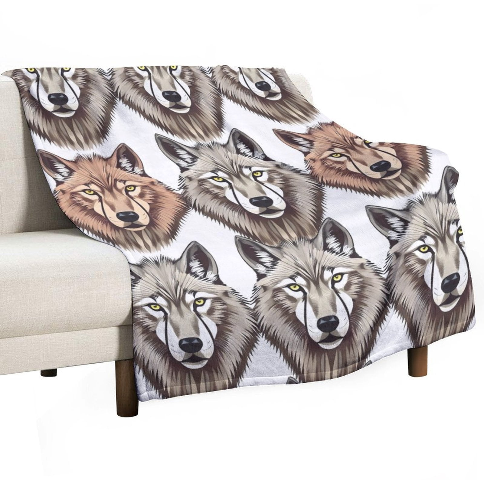 Wolf Pattern Seamless Design Throw Blanket for Sofa Luxury Home ...
