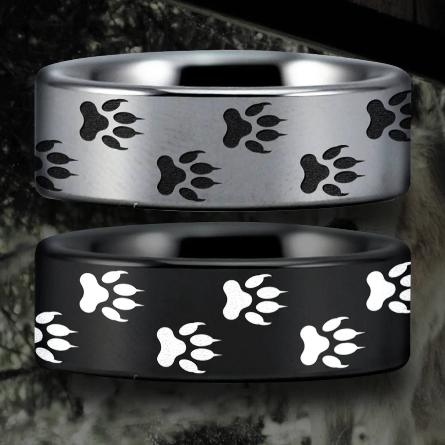 Wolf Paw Print Tungsten Carbide Ring - Walmart.com