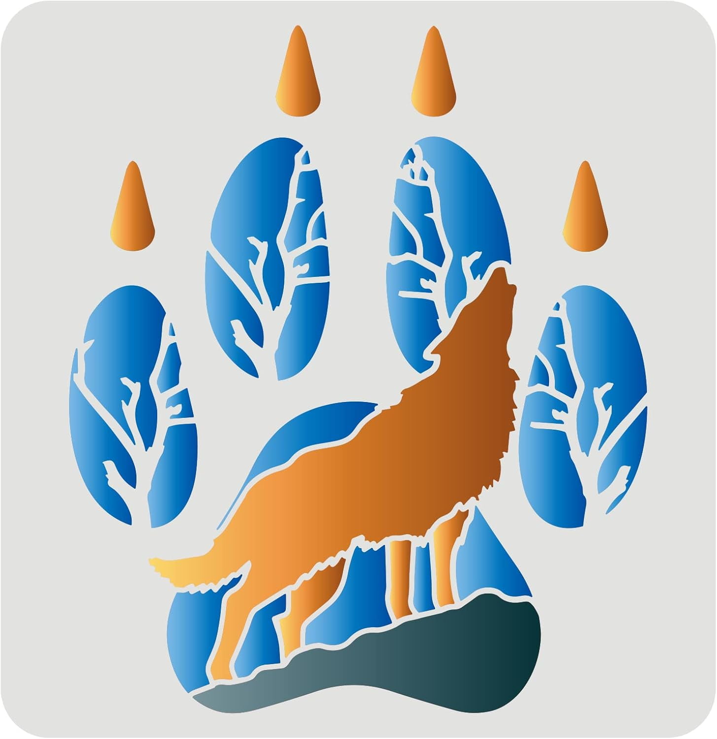 Wolf Paw Stencils - 11.8x11.8inch Reusable Animal Foot Print Stencils ...