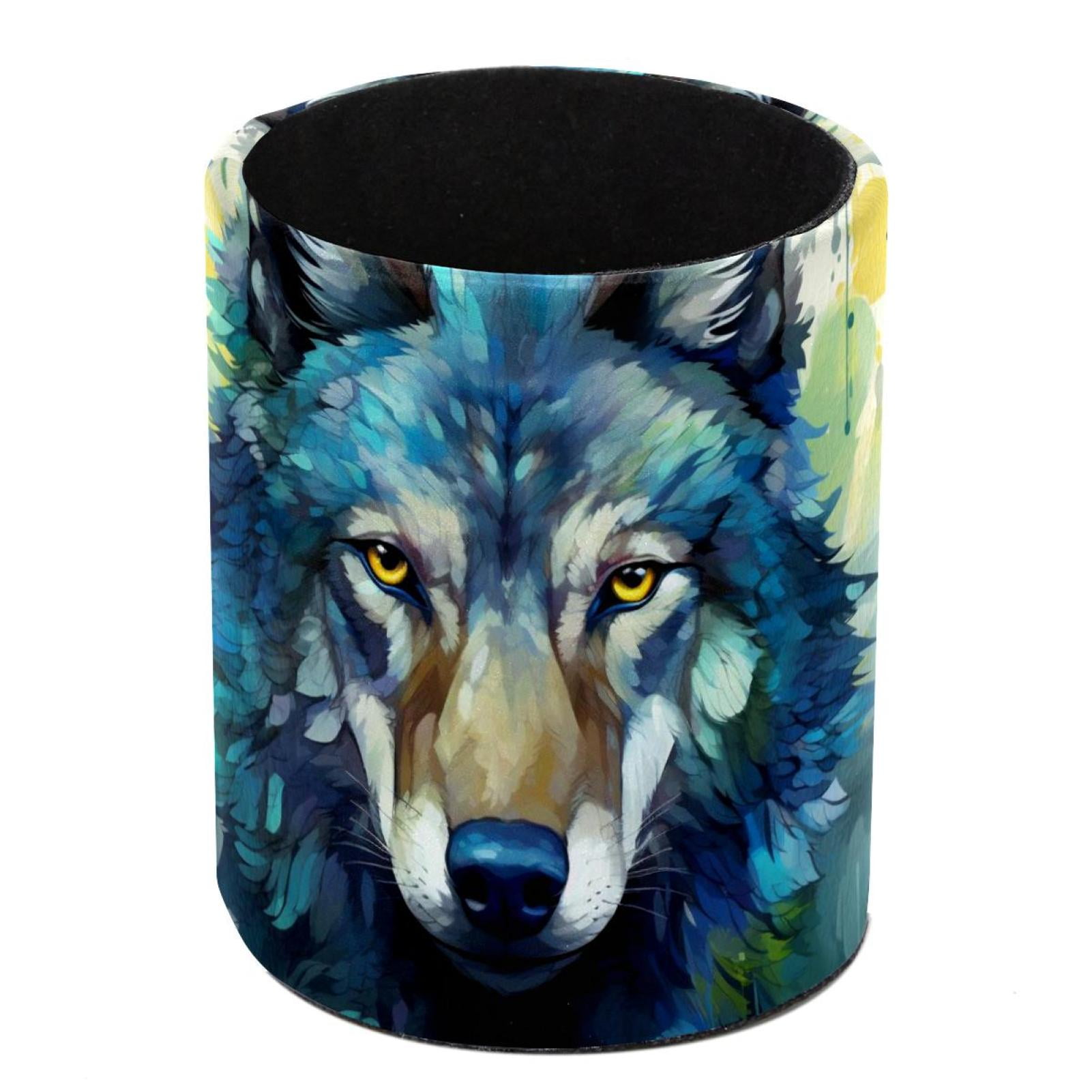 Wolf Pen Holder Stand Cup Pencil Holder Organizer Makeup Brush Holders ...