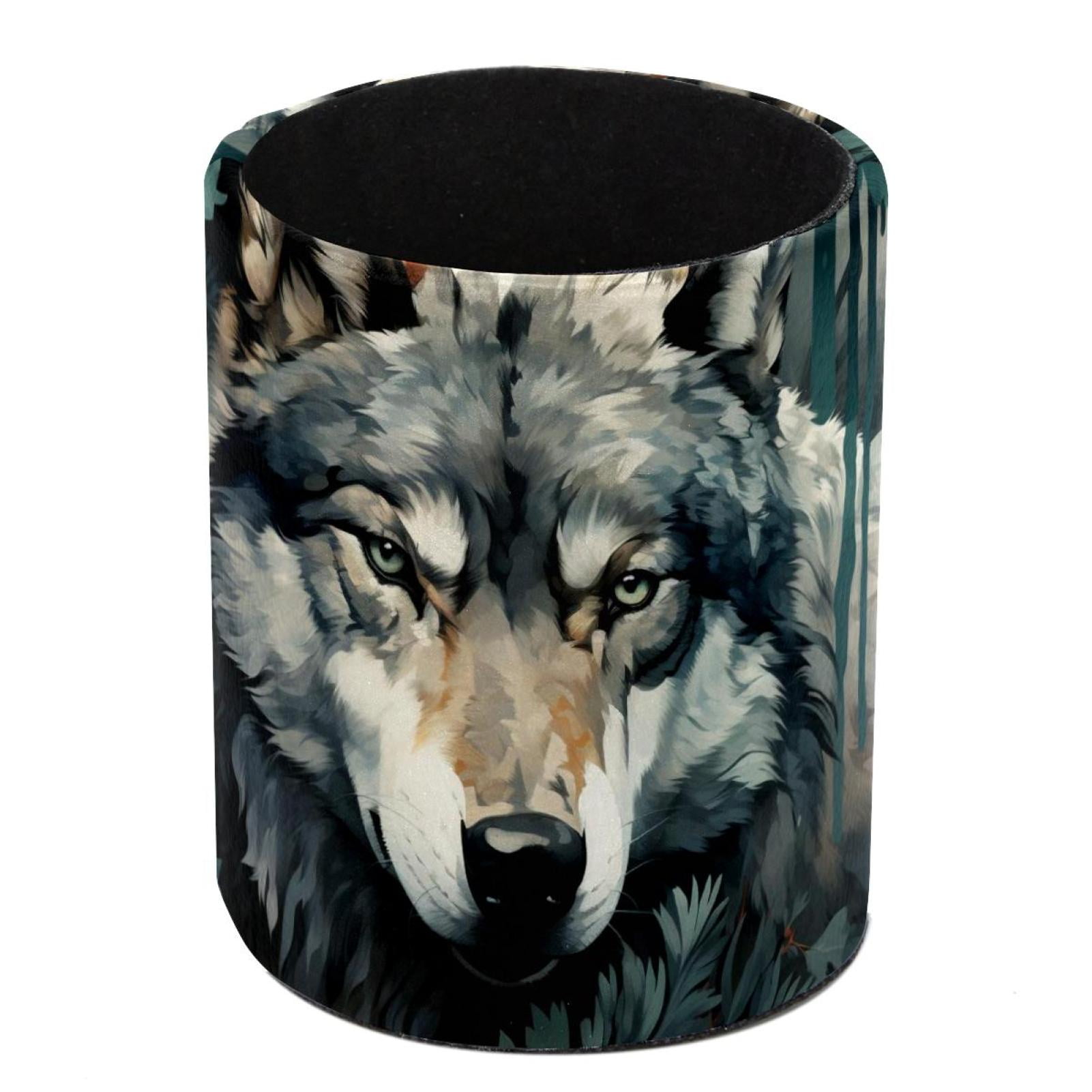 Wolf Pen Holder Stand Cup Pencil Holder Organizer Makeup Brush Holders ...