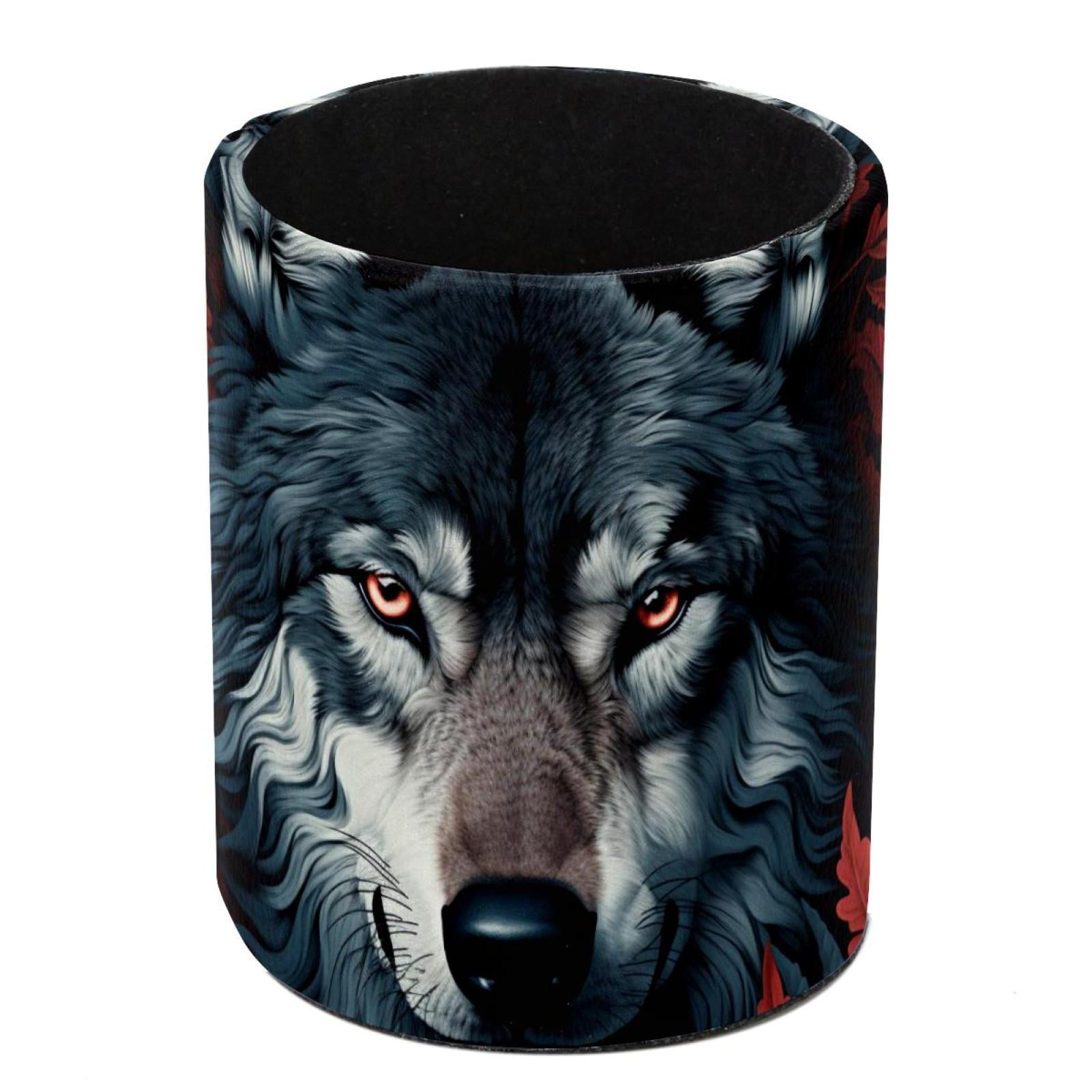 Wolf Pen Holder Stand Cup Pencil Holder Organizer Makeup Brush Holders ...