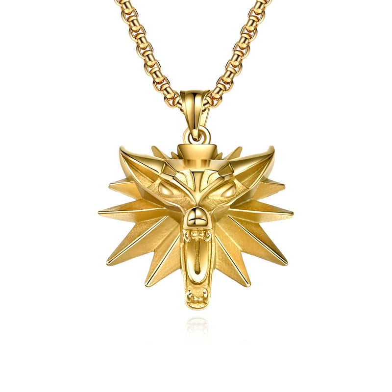 Wolf Pendant Necklace for Mens Vintage Wolf Head Pendant Necklace Black ...