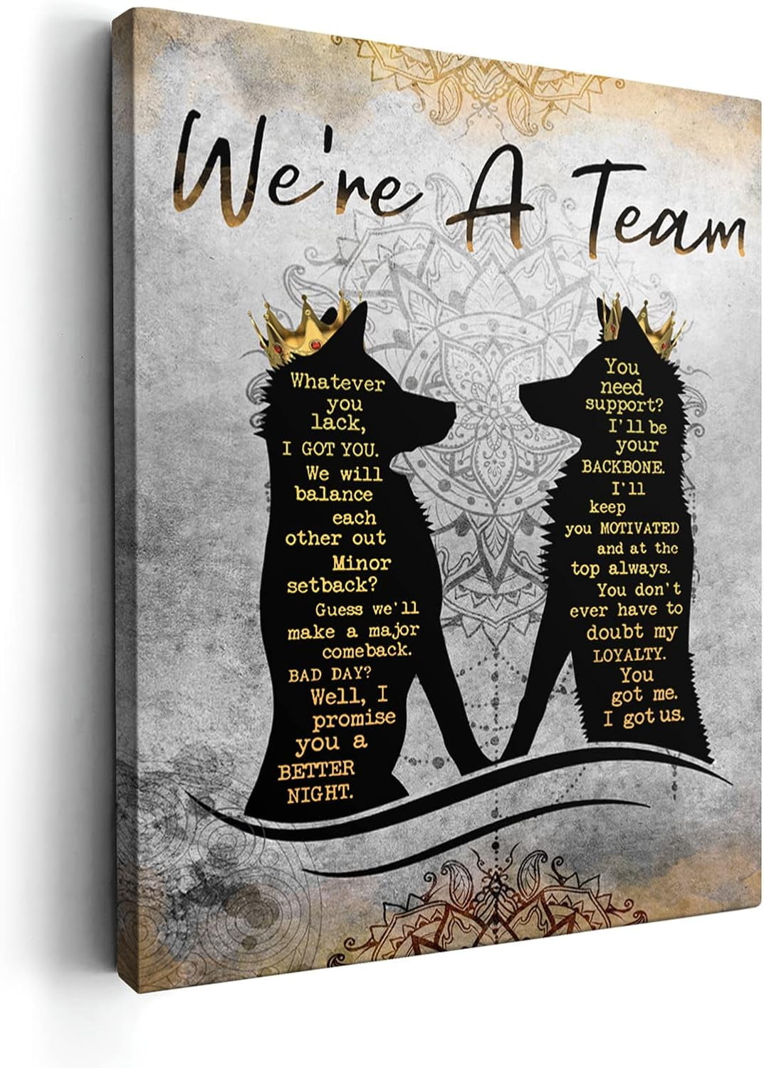 Wolf Picture Wall Decor The Wolves King and Queen with Crown Wall Art ...