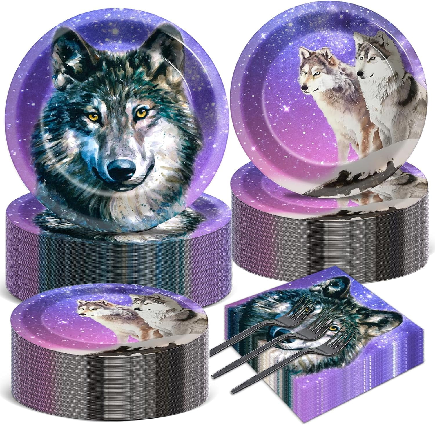 Wolf Plates and Napkins for 50 Guests Party Supplies Galaxy Wolf ...