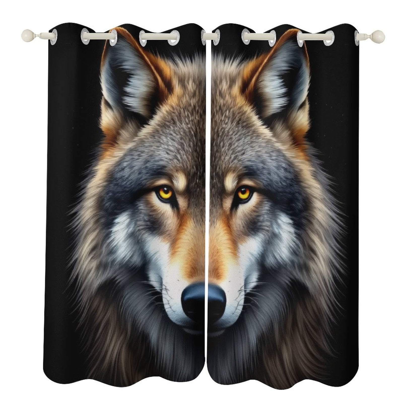 Wolf Portrait Blackout Window Curtains for Bedroom Living Room Kicthen ...