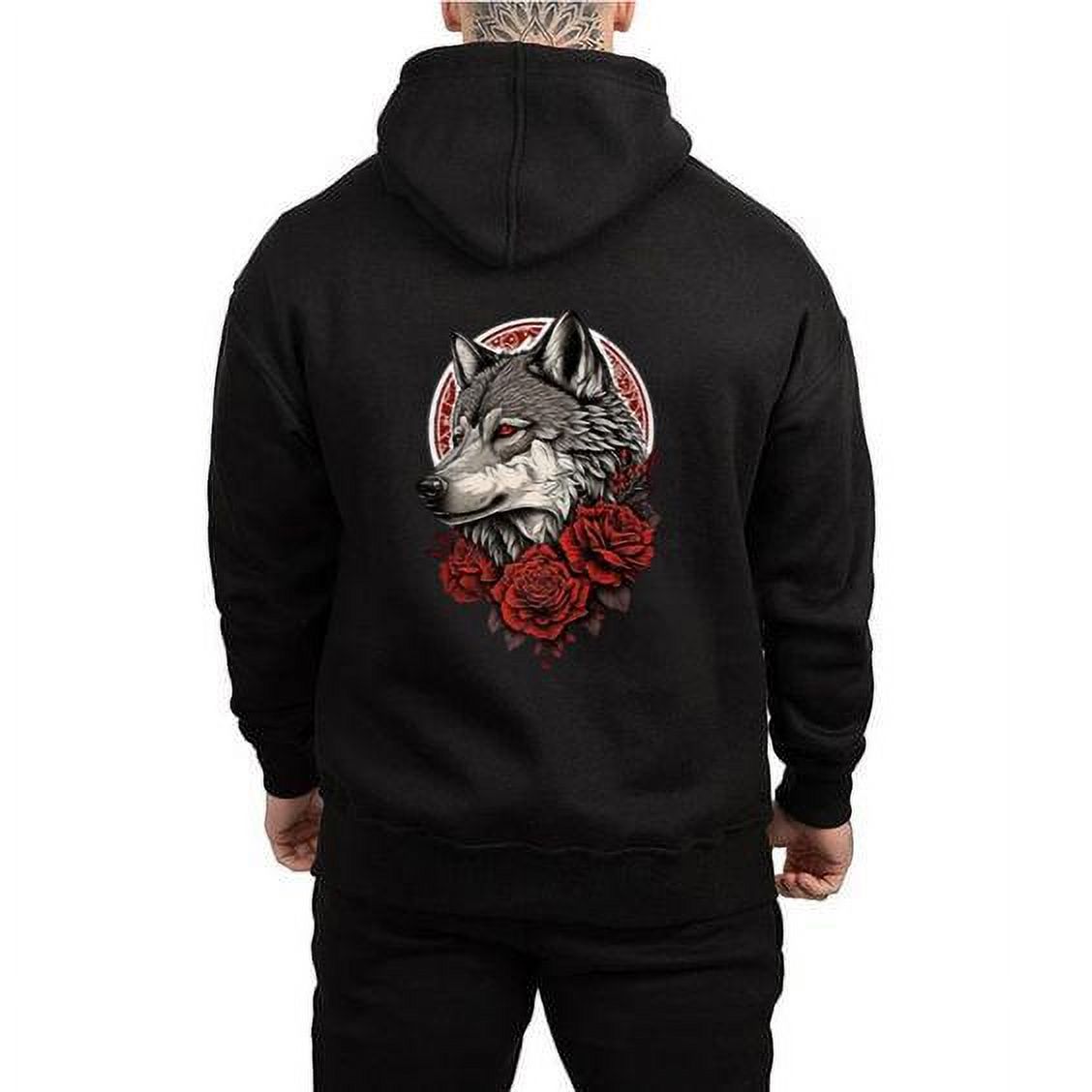 Wolf Portrait Dia de los Muertos Hoodie – Featuring Wolves and Roses ...