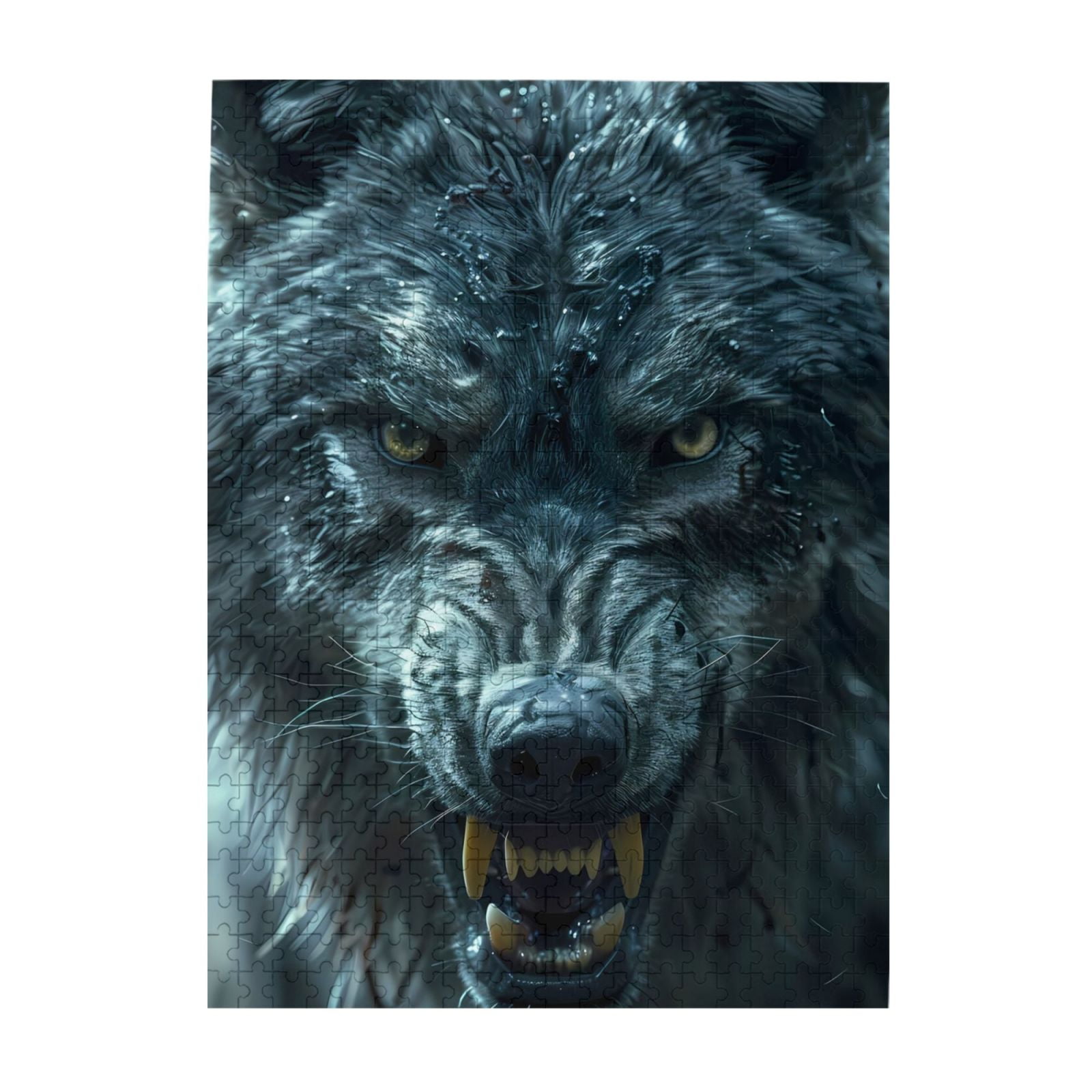 Wolf Predator Snarl Fangs Eyes 1000-Piece Wooden Jigsaw Puzzle for ...