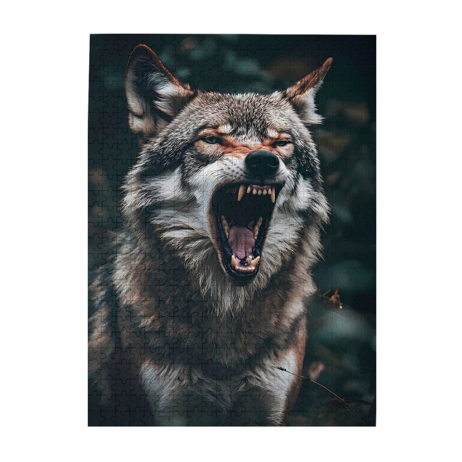 Wolf Predator Snarl Woodland 1000-Piece Wooden Jigsaw Puzzle for Adults ...