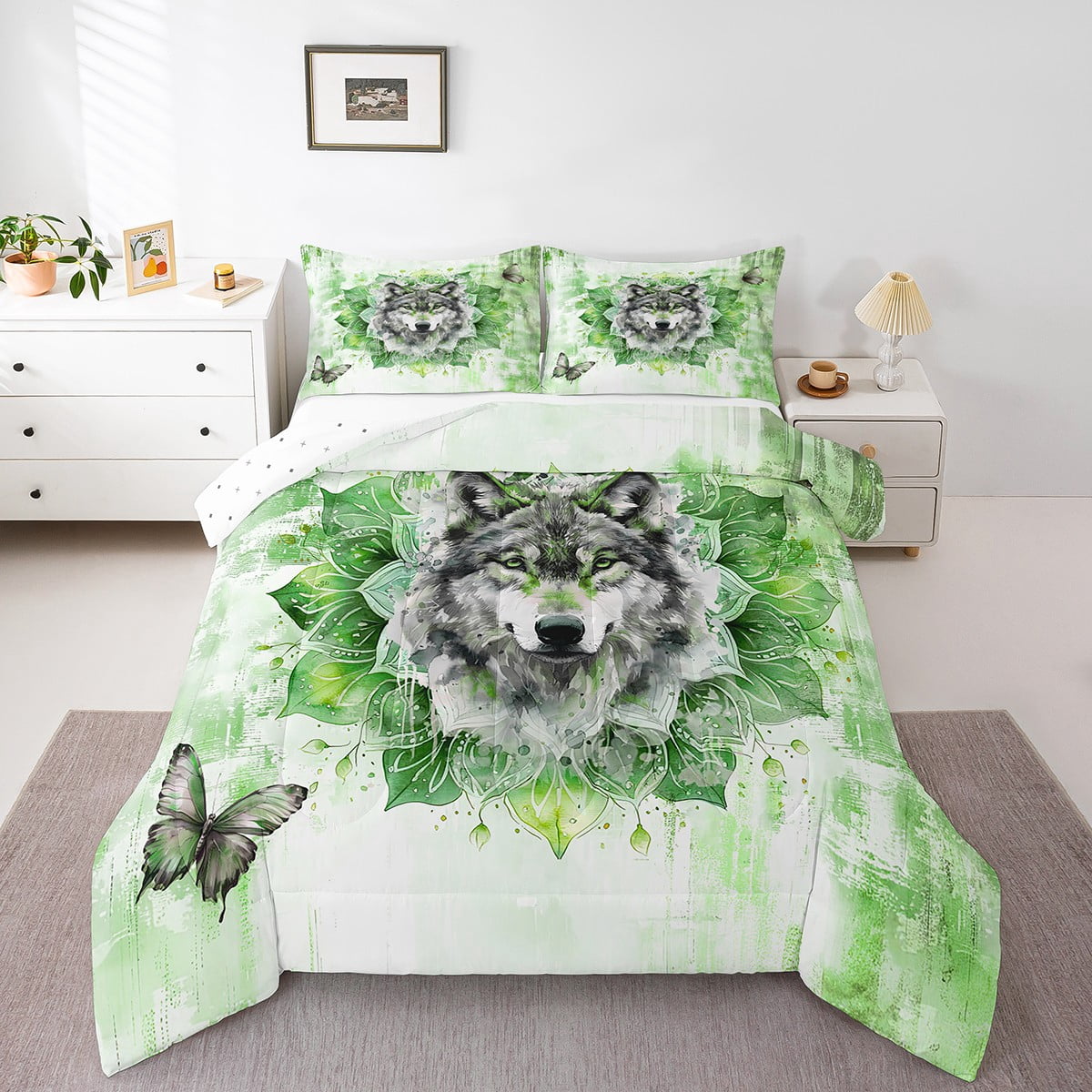 Wolf Print Bedding Full Size Animal Wildlife Comforter Set Full,Tribal ...