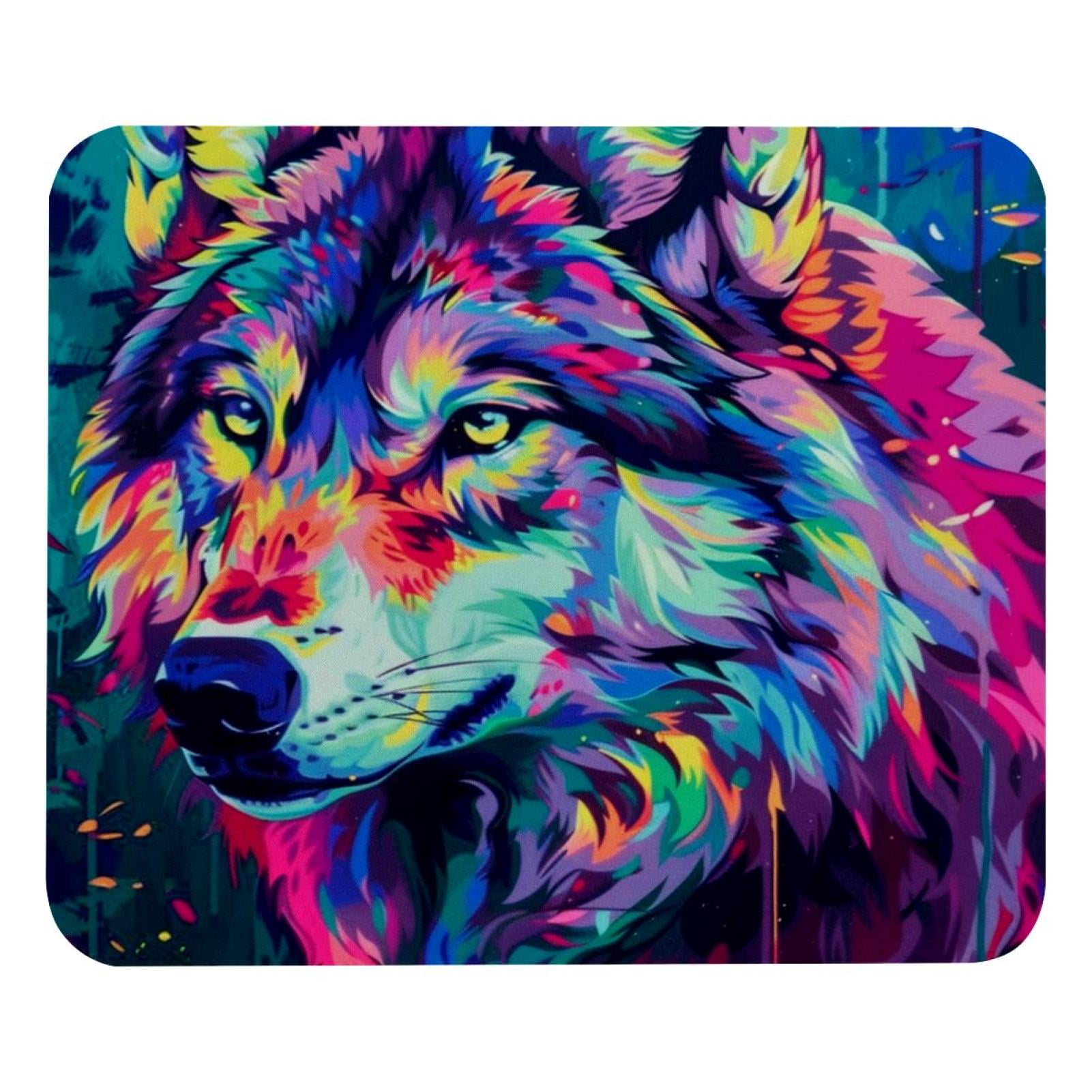 Wolf Printed Square Mouse Pad, 8.3x9.8 Inch, Non-Slip Rubber Bottom ...