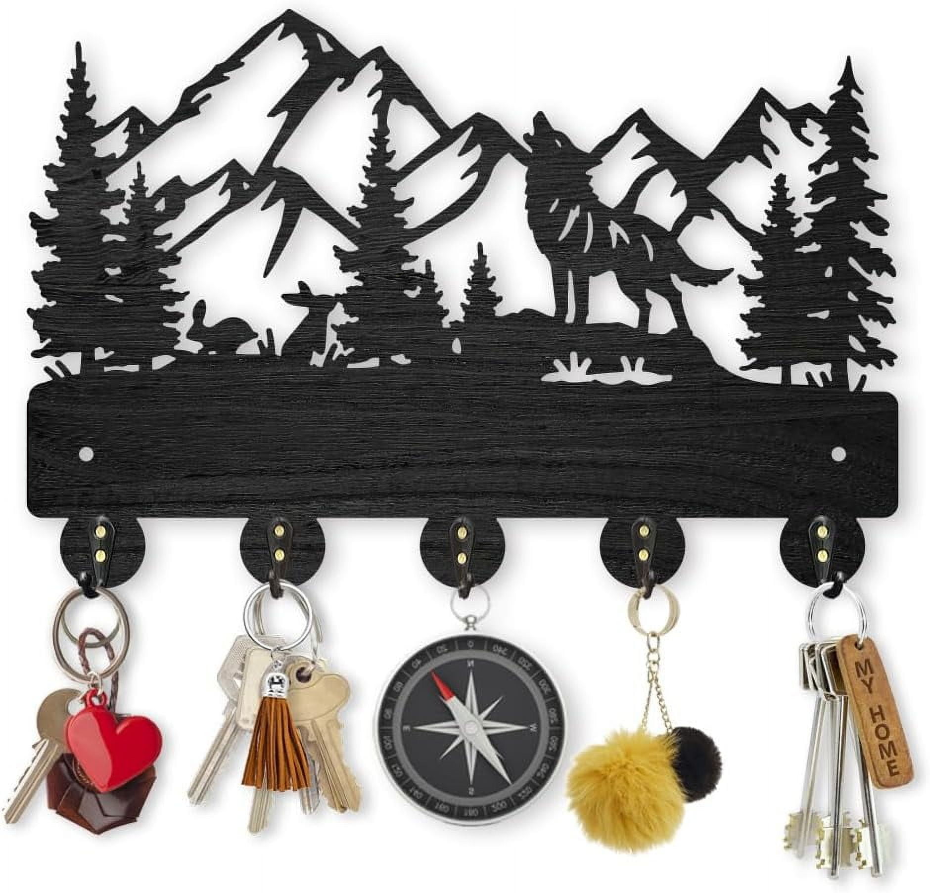 Wolf Rabbit Forest Coat Hooks Wood Animal Moutain Key Holder Wall Mount ...