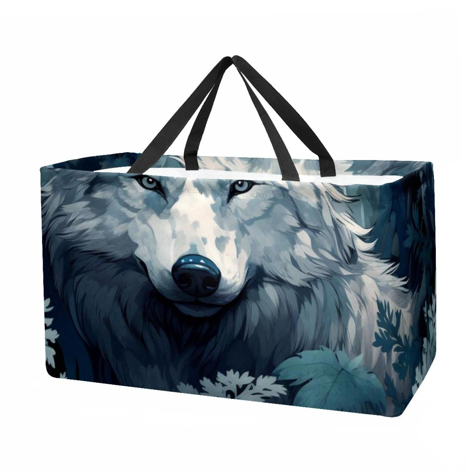 Wolf Reusable Large Capacity Foldable Grocery Bags and Shopping Baskets ...