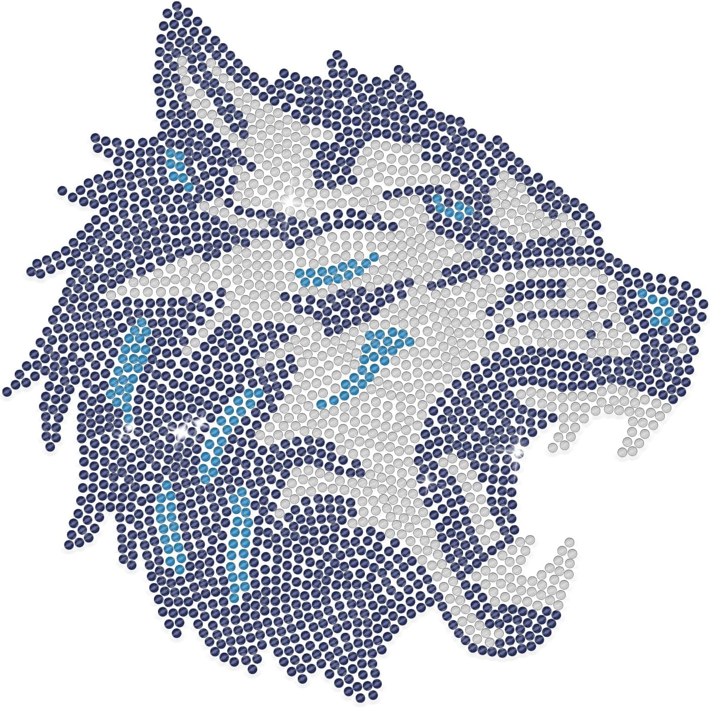 Wolf Rhinestone Iron on Hotfix Transfer Blue Howling Wolf Head Heat ...