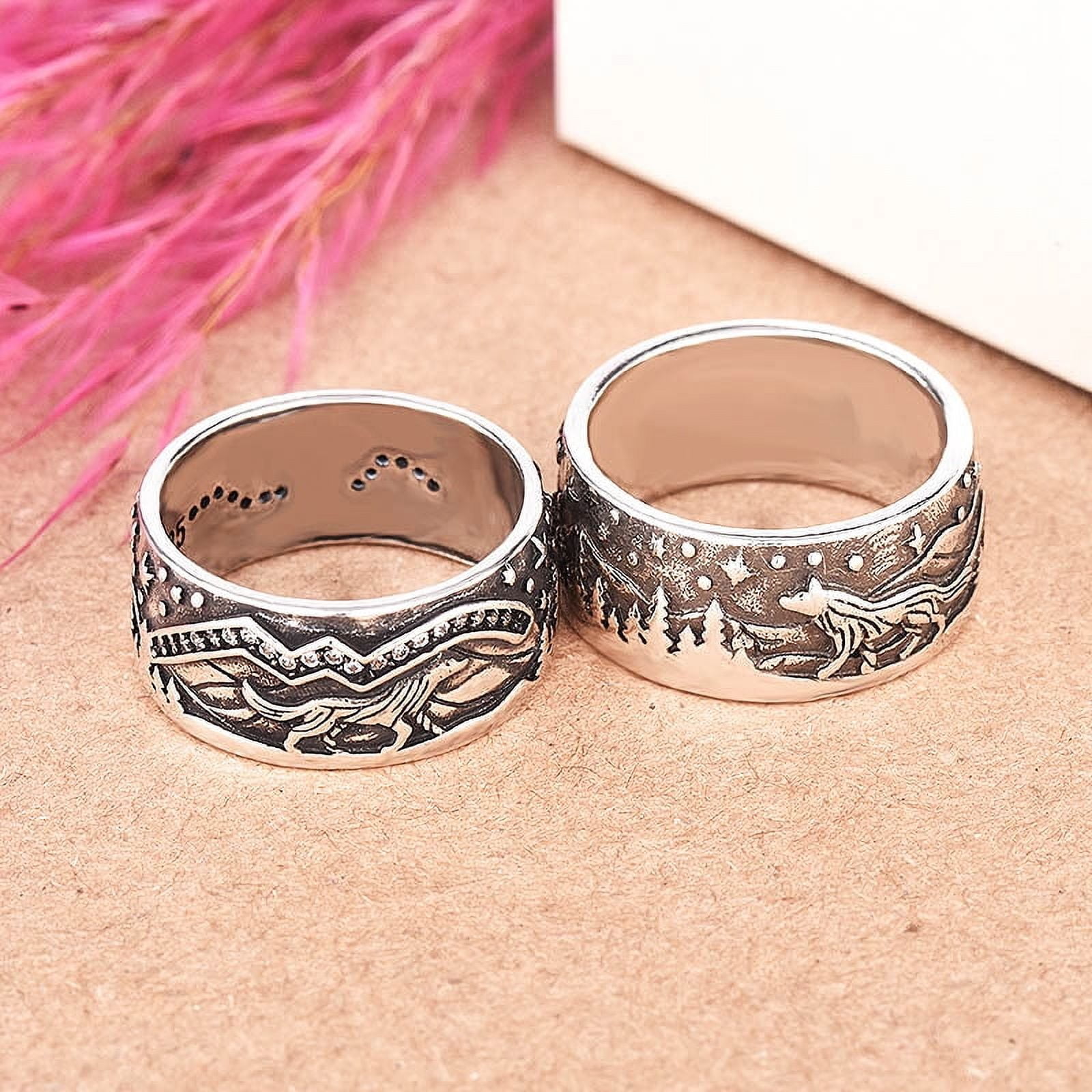 Wolf Ring for Men woman,Stainless Steel Norse Viking Wolf Rings,Retro ...