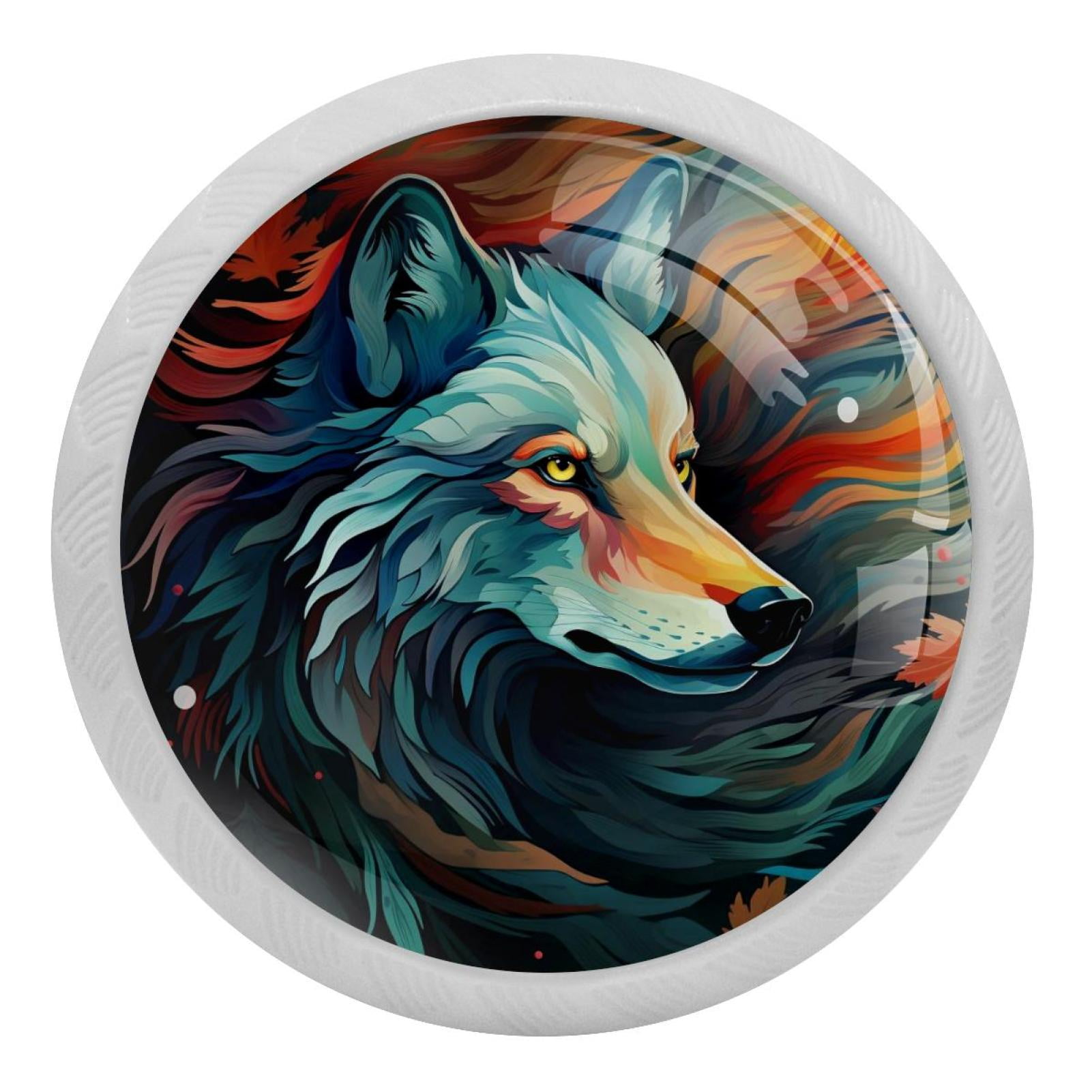 Wolf Round Glow-in-the-Dark Cabinet Knobs: Fluorescent Drawer Pulls 4 ...