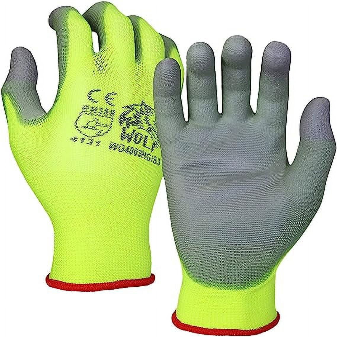Wolf Safety Work Gloves - Multipurpose Polyurethane Palm Coated Nylon ...