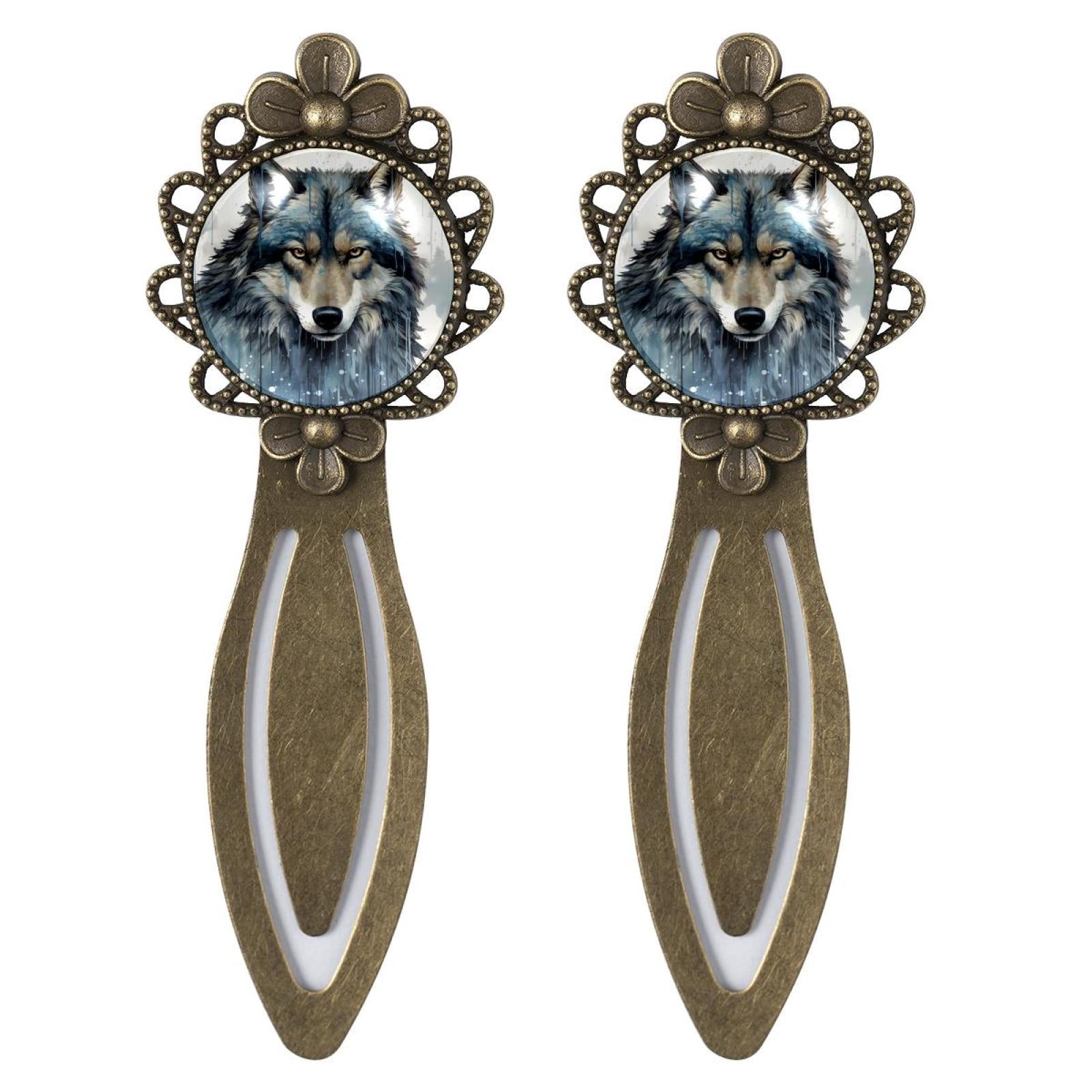 Wolf Set of 2 Vintage Copper-Colored Lace Bookmarks for Readers and ...