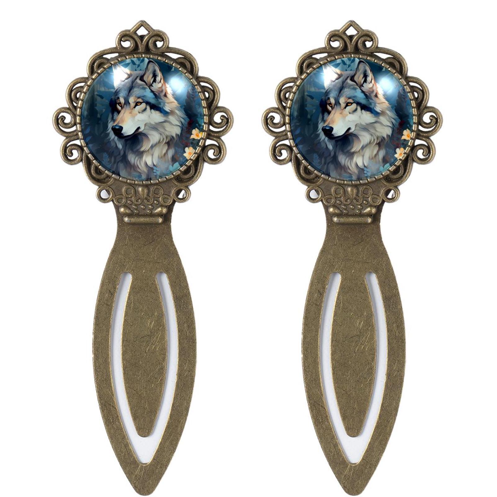 Wolf Set of Two Vintage Copper-Colored Lace Bookmarks - Stainless Steel ...