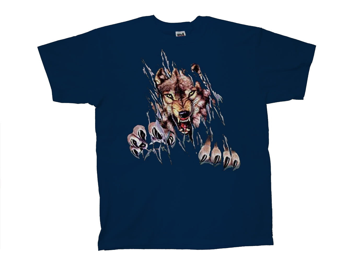 Wolf Short Sleeve T-shirt Rip Out Shred Wolves Tee-Navyblue-XXXL ...