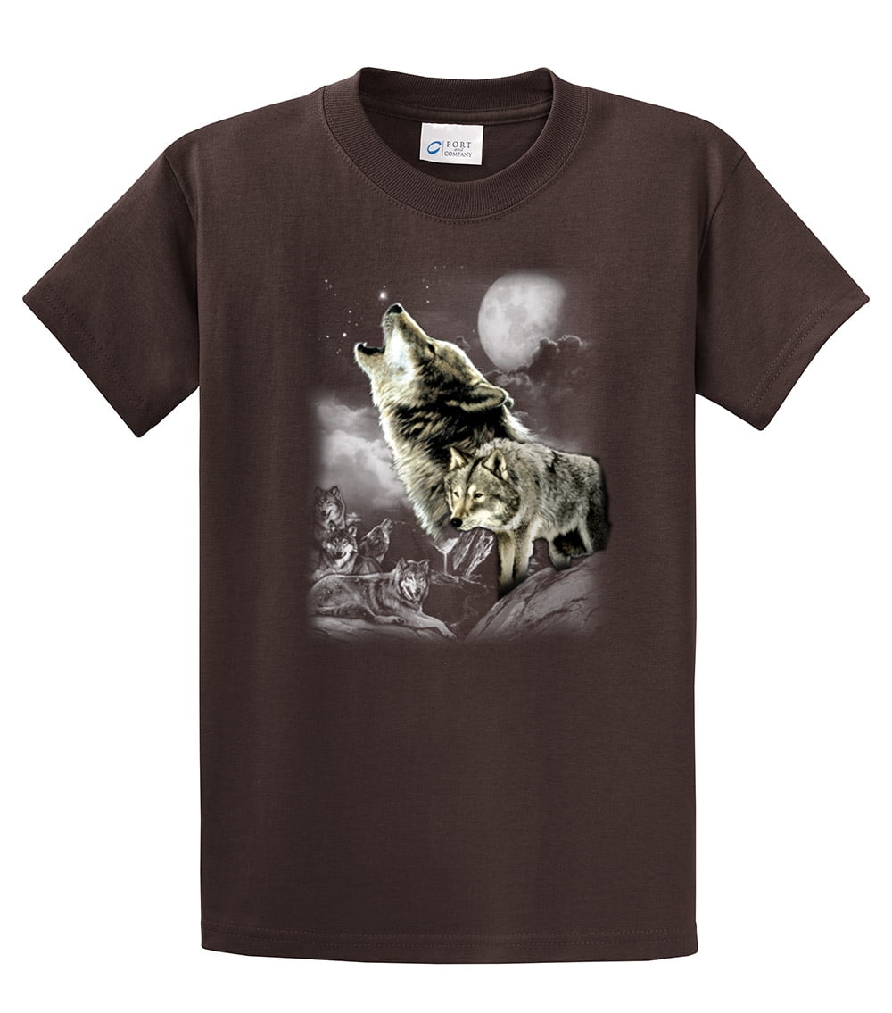 Wolf Short Sleeve T-shirt Wolves in The Wild Howling-Brown-4Xl ...
