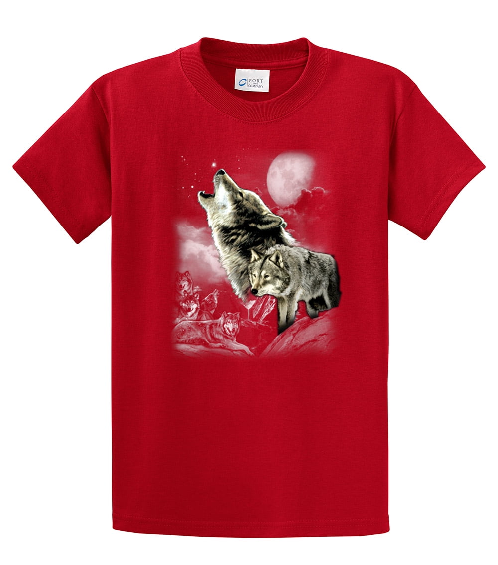 Wolf Short Sleeve T-shirt Wolves in The Wild Howling-Red-Large ...