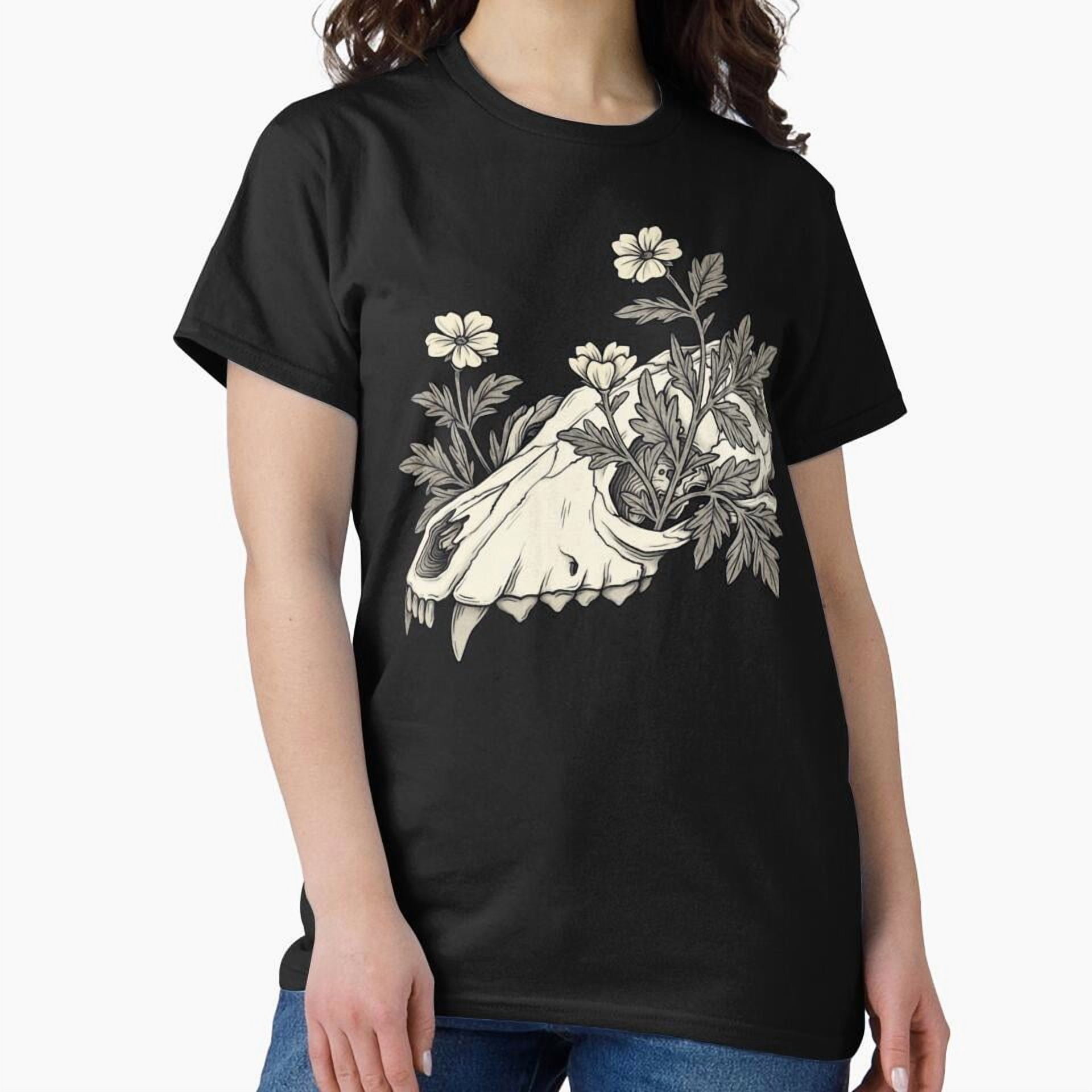Wolf Skeleton Head Vulture Culture Therian Goblincore H24452 T-Shirt ...