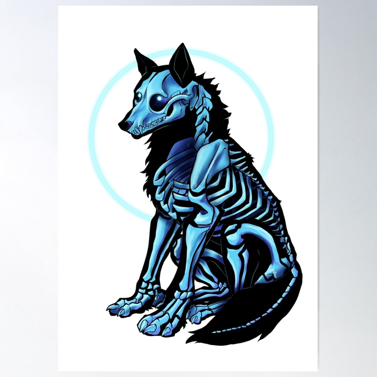 Wolf Skeleton Silhouette Poster Wall Art, Modern Wall Decor For Living ...