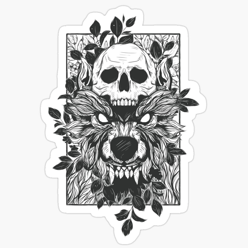 Wolf Skull Sticker Phone Decal Water Bottle Stickers Car Decals, Laptop ...