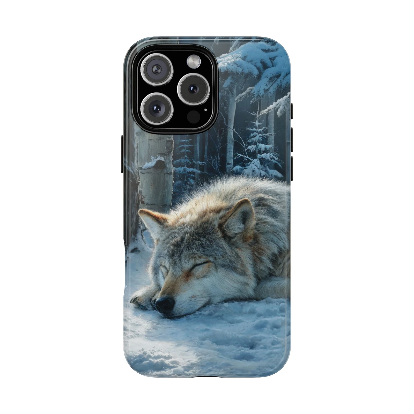 Wolf Sleeping Forest Snowy Nature Inspired Artistic Scene Case with ...