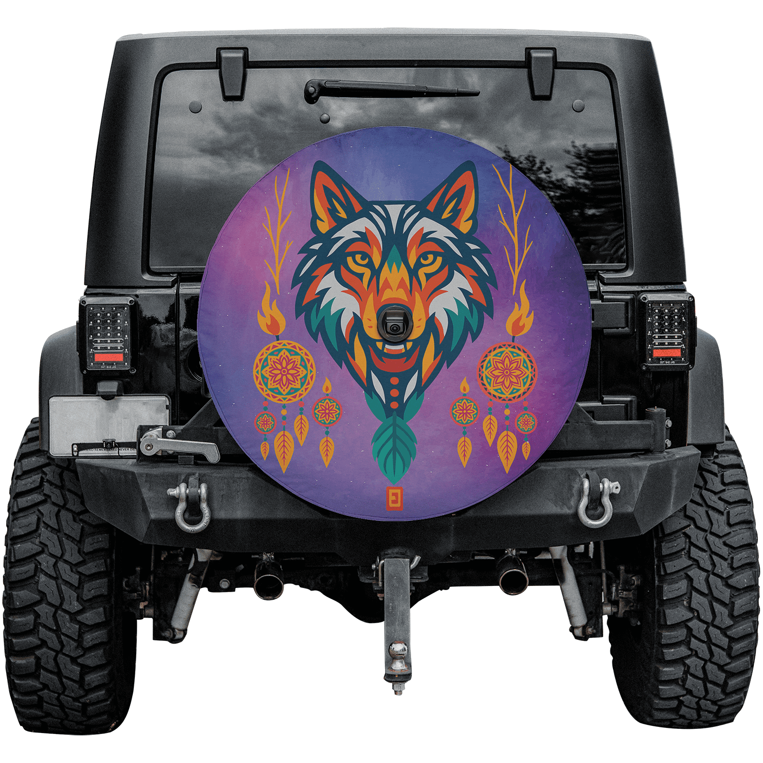 Wolf Spare Tire Cover – Tribal Boho Design, Waterproof UV-Resistant ...