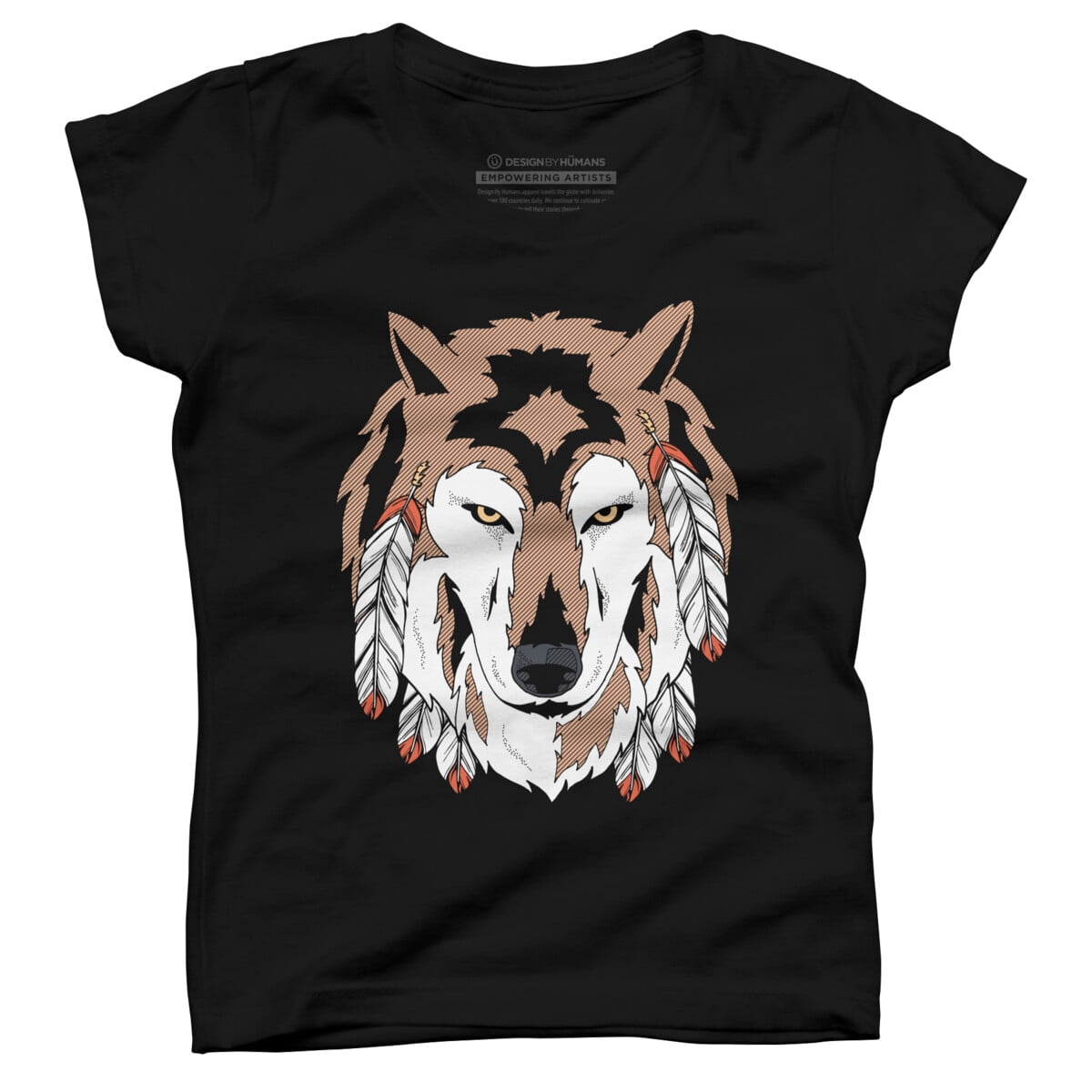 Wolf Spirit Girls Black Graphic Tee - Design By Humans XS - Walmart.com