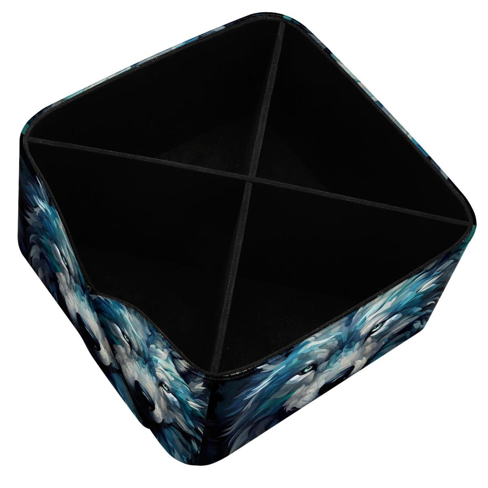 Wolf Square Pen Case with 4 Compartments, Removable Dividers, and Brush ...