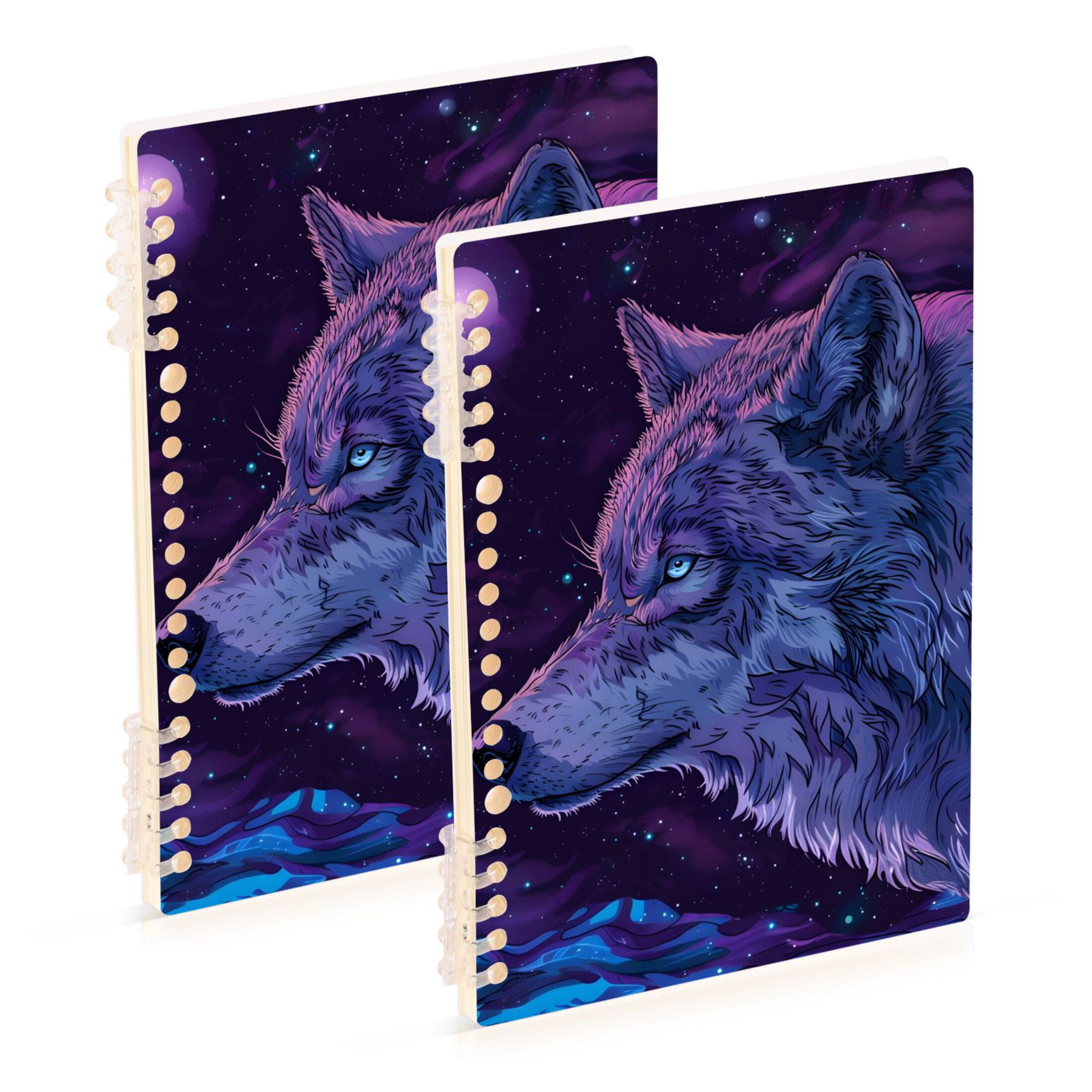 Wolf Starry Sky Ring Binder Notebook Journey Note Diary College Ruled ...