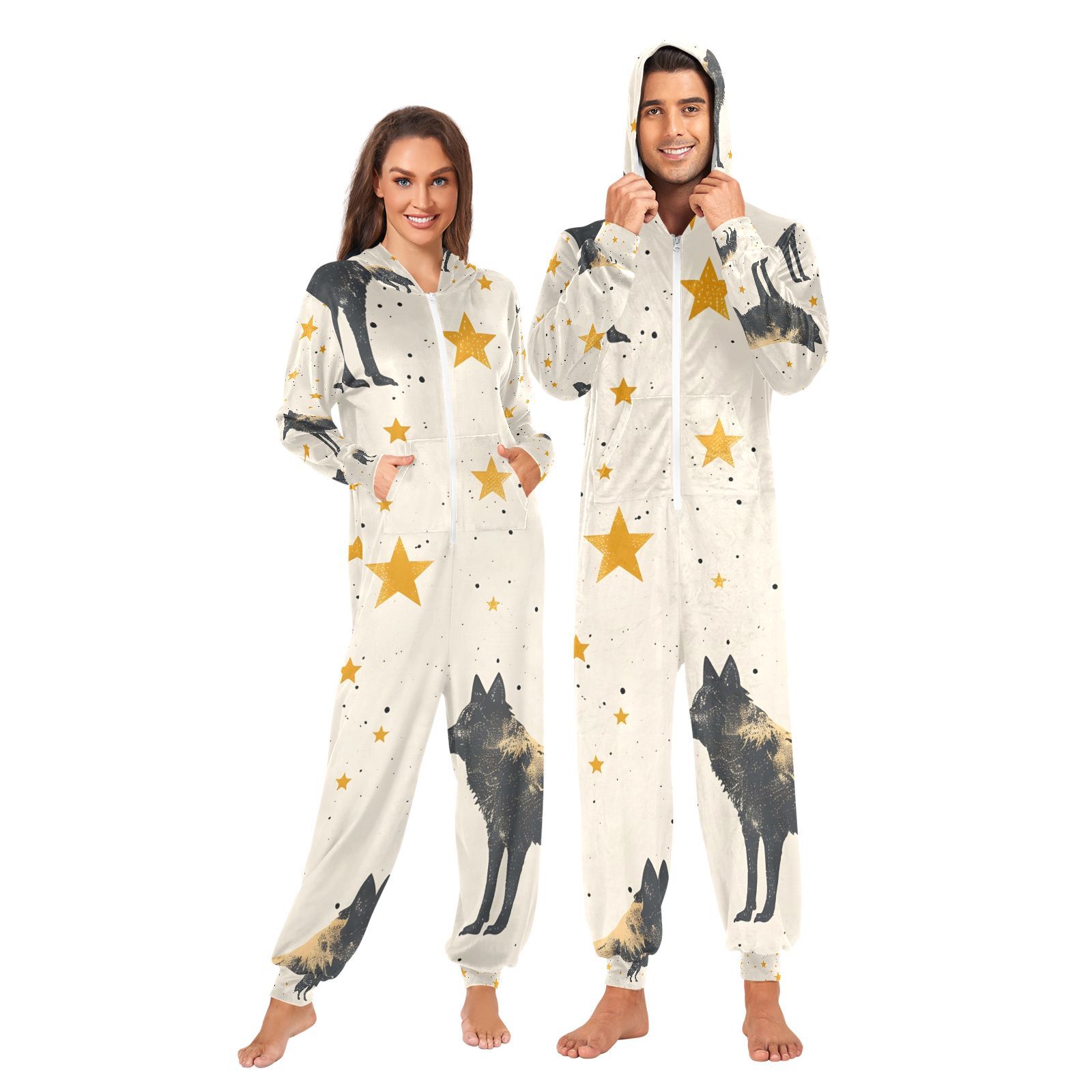 Wolf Stars Adult Onesie Pajamas Slim Fit Christmas One Piece Suit Pjs ...