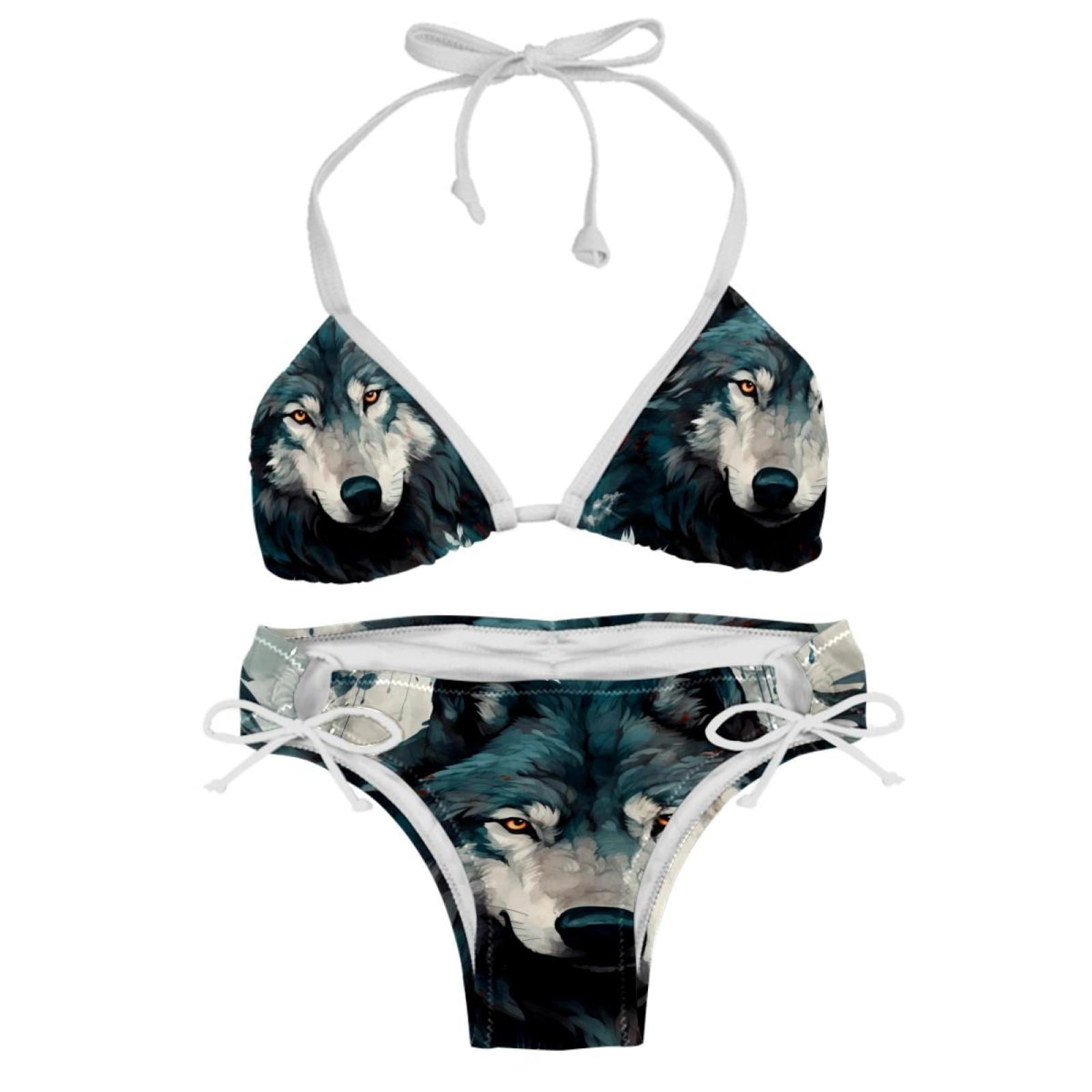 Wolf Swim Wear Detachable Sponge Adjustable Strap Bikini Set Two-Pack ...