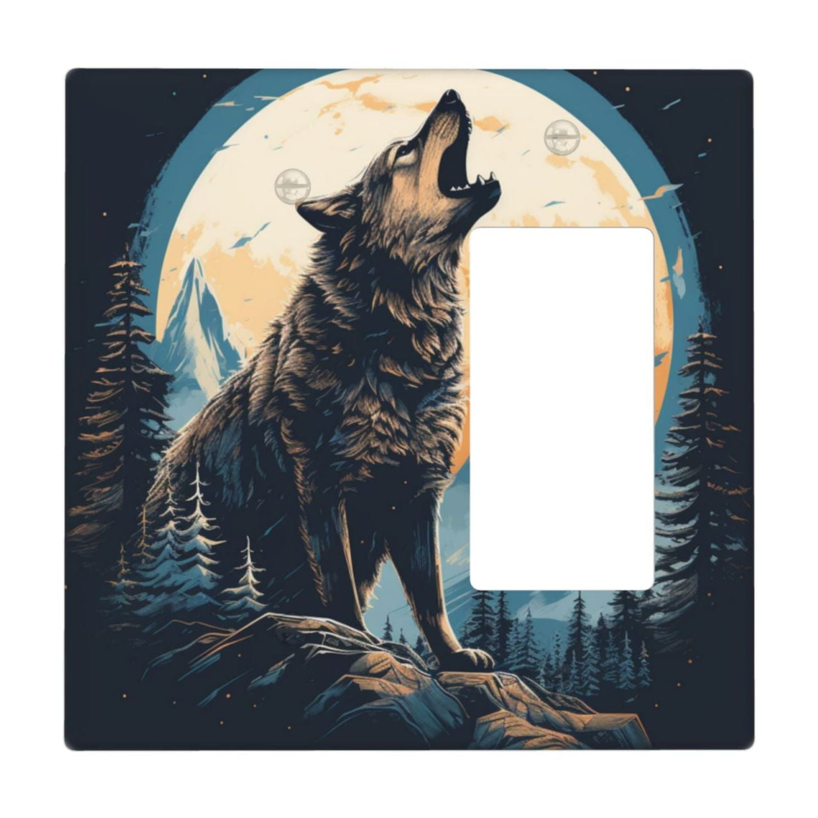 Wolf Switch Cover Decorative Wall Plate / 2-Gang 1-Decor / Standard ...