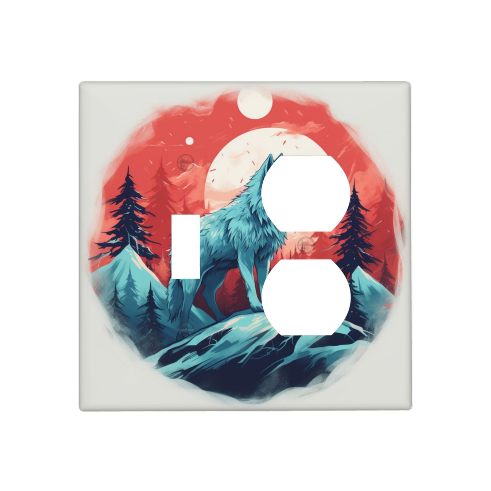 Wolf Switch Cover Decorative Wall Plate / 2-Gang 1-Toggle 1-Duplex ...