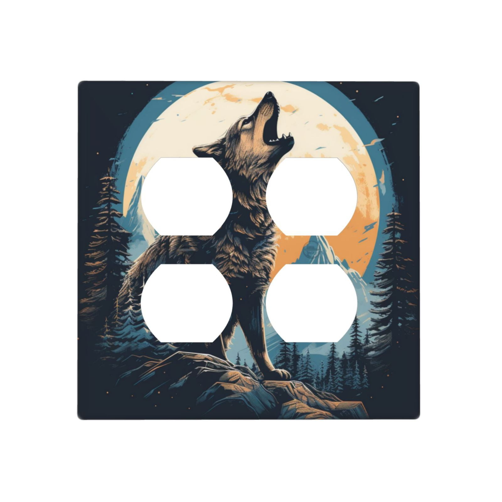 Wolf Switch Cover Decorative Wall Plate / 2-Gang 2-Duplex / Standard ...