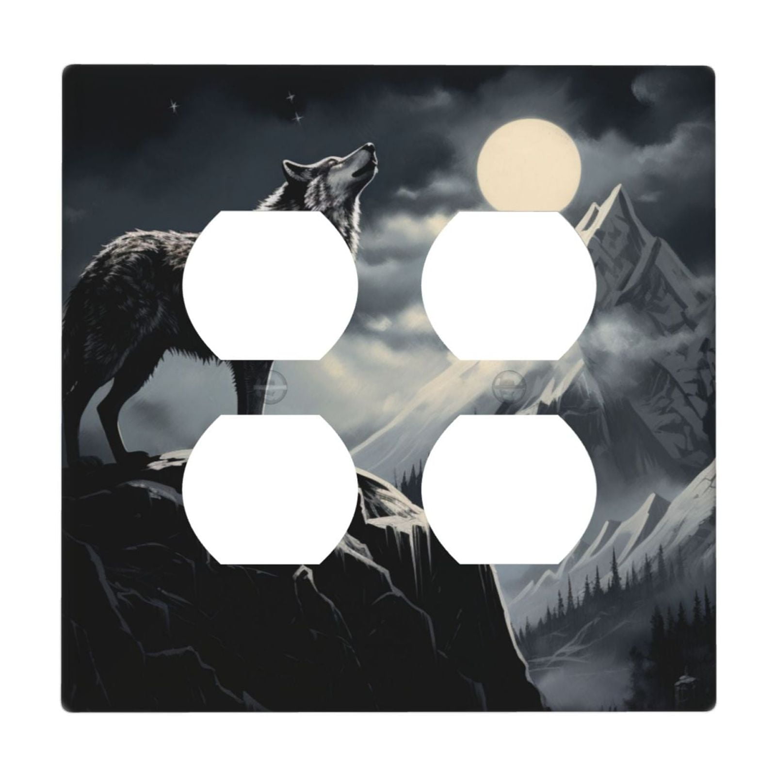 Wolf Switch Cover Decorative Wall Plate / 2-Gang 2-Duplex / Standard ...