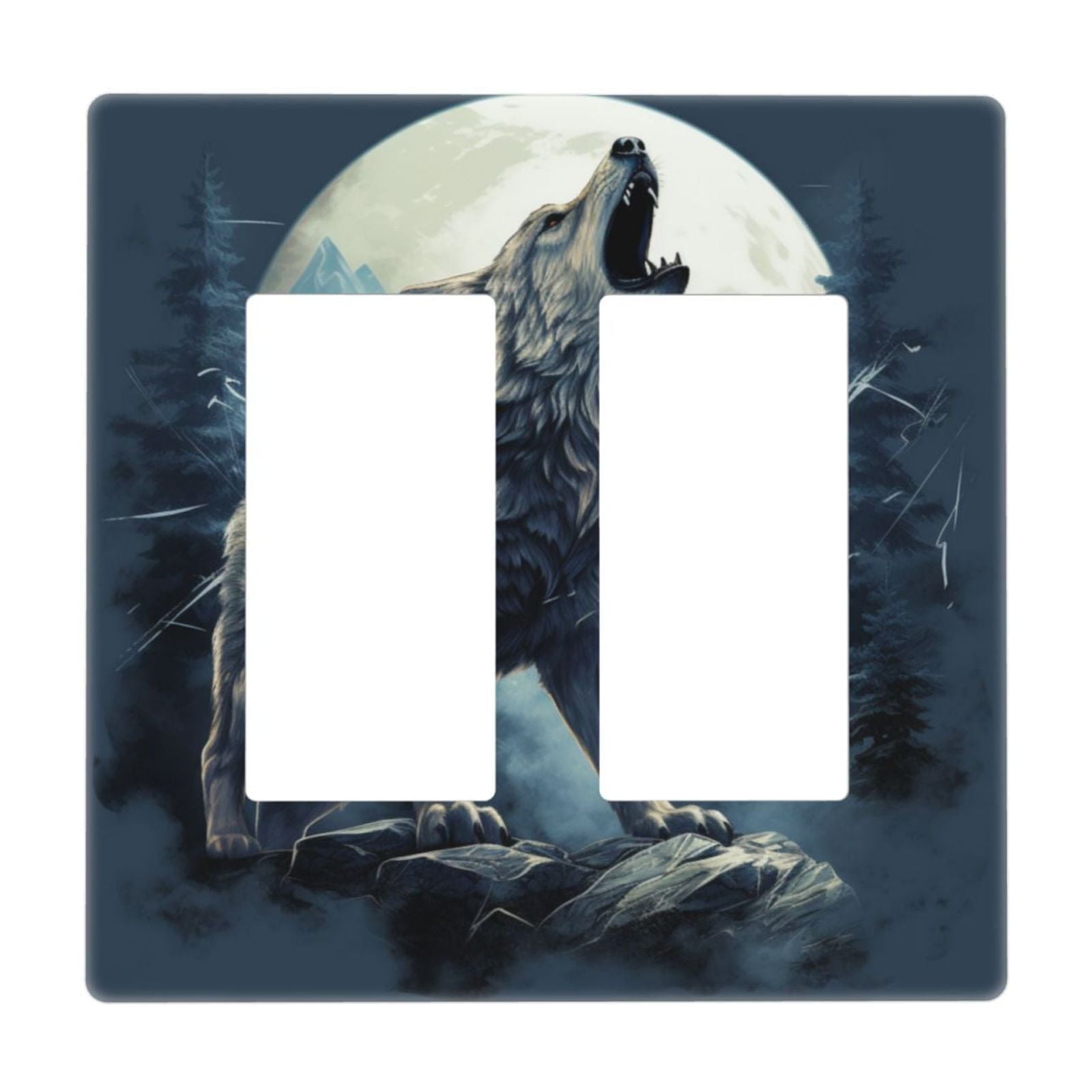 Wolf Switch Cover Decorative Wall Plate / 2-Gang Screwless / Standard ...