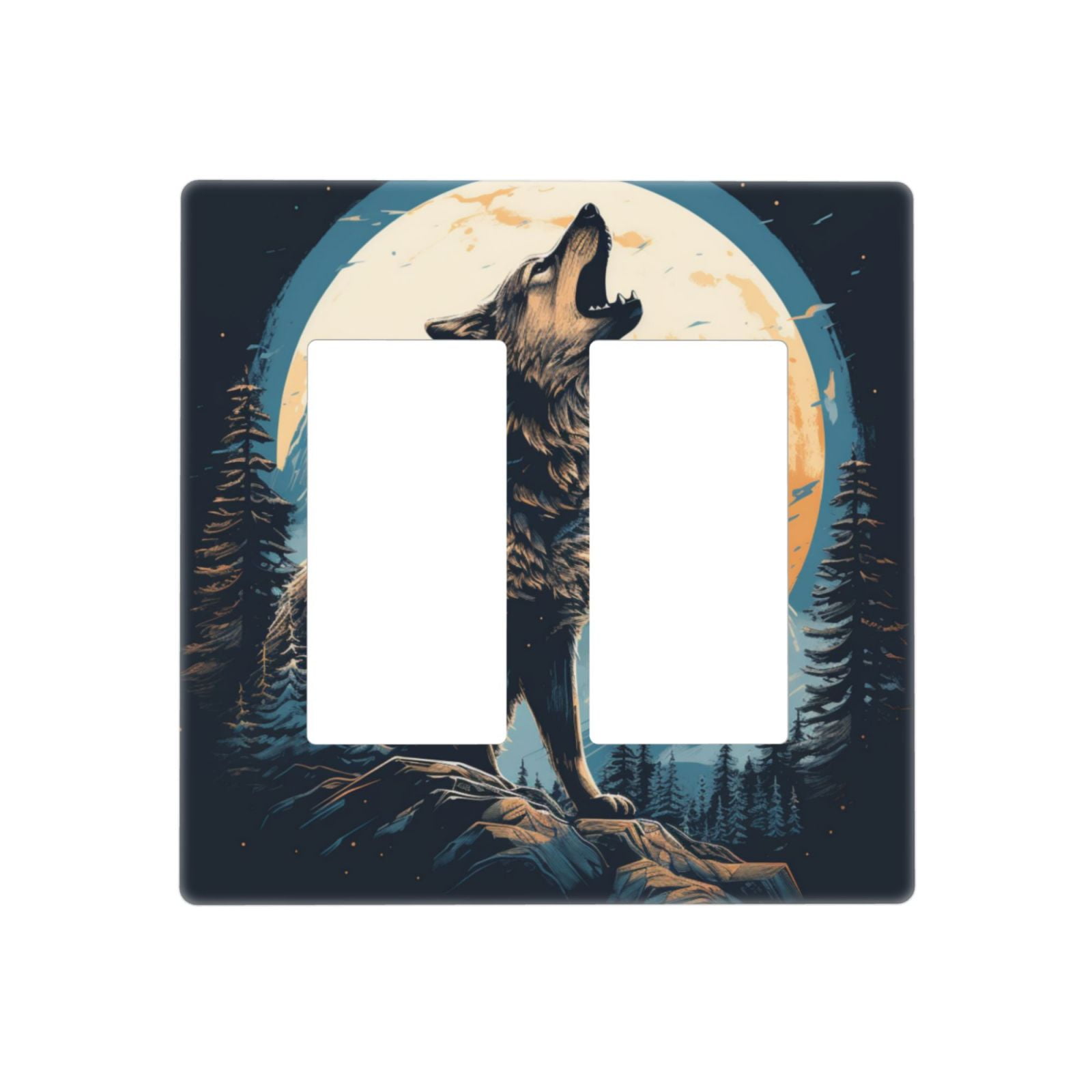 Wolf Switch Cover Decorative Wall Plate / 2-Gang Screwless / Standard ...