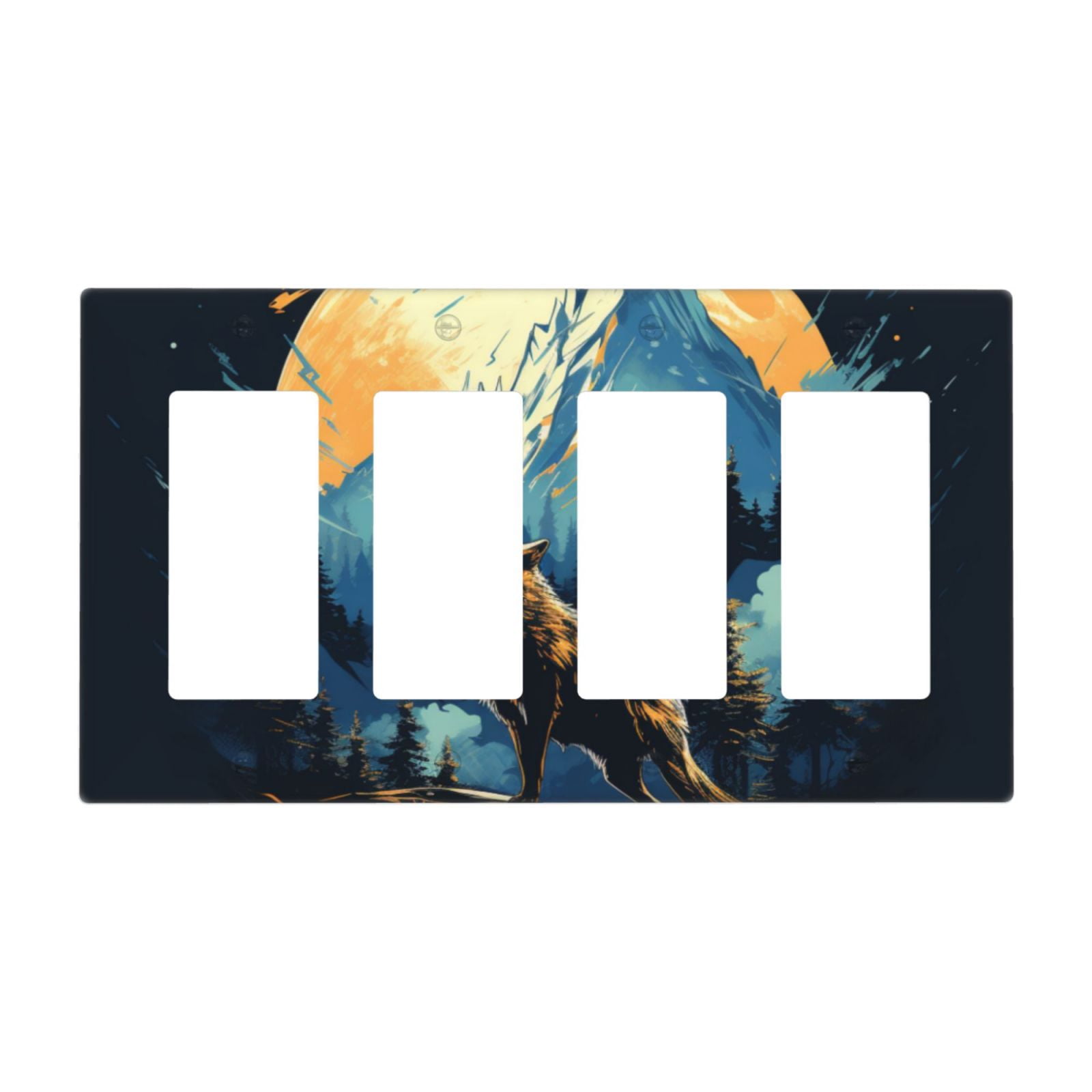 Wolf Switch Cover Decorative Wall Plate / 4-Gang 4-Decor / Standard ...