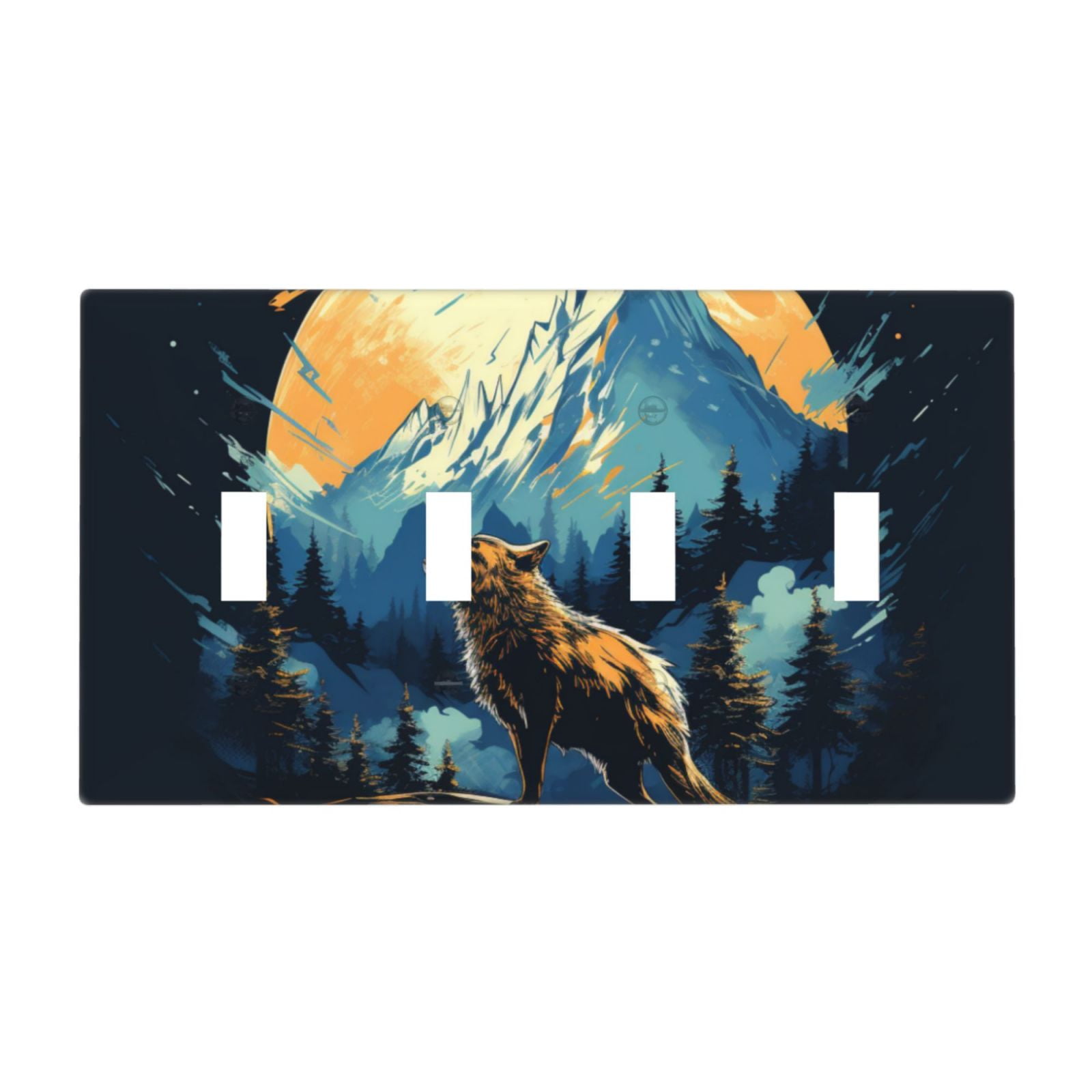 Wolf Switch Cover Decorative Wall Plate / 4-Gang 4-Toggle / Standard ...