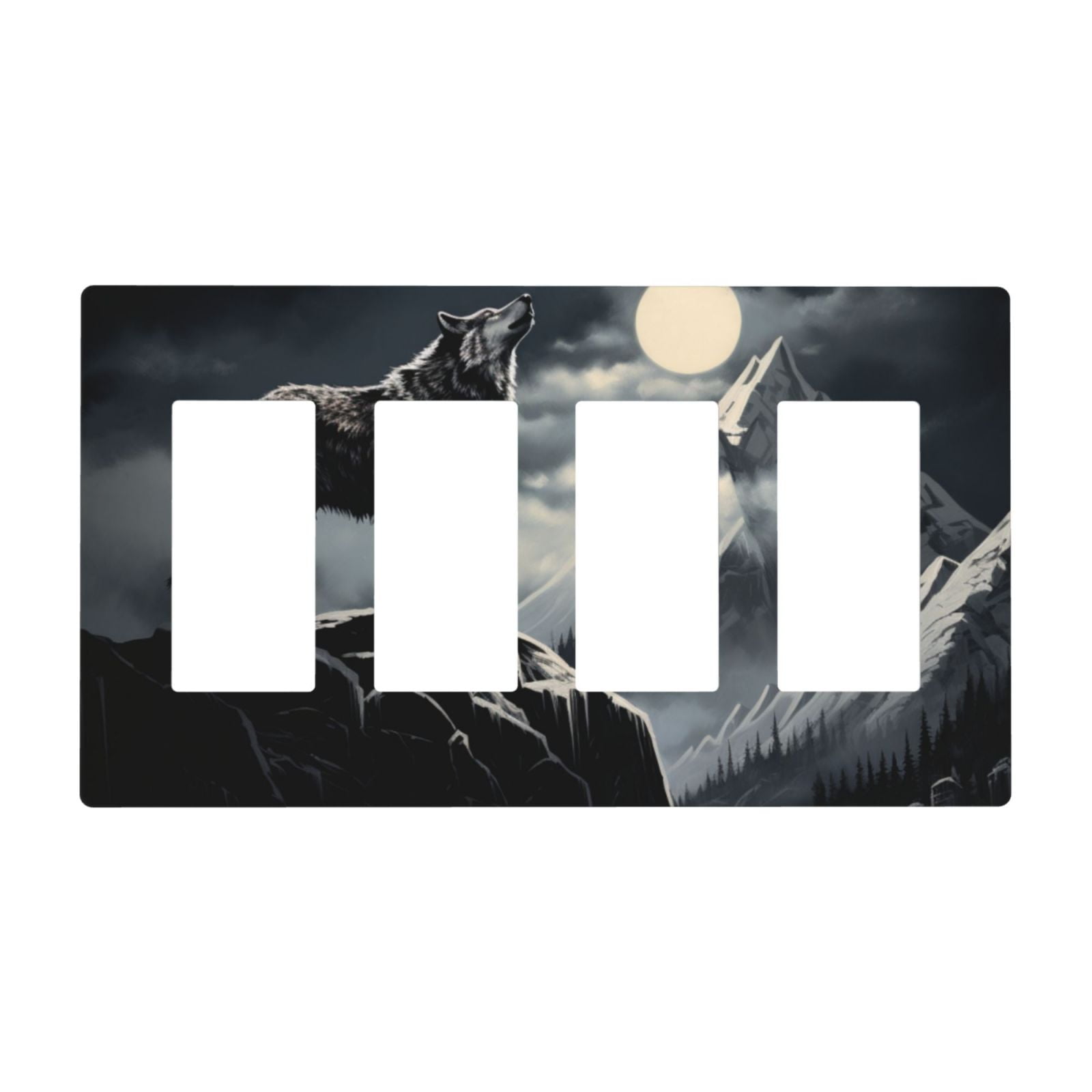 Wolf Switch Cover Decorative Wall Plate / 4-Gang Screwless / Standard ...