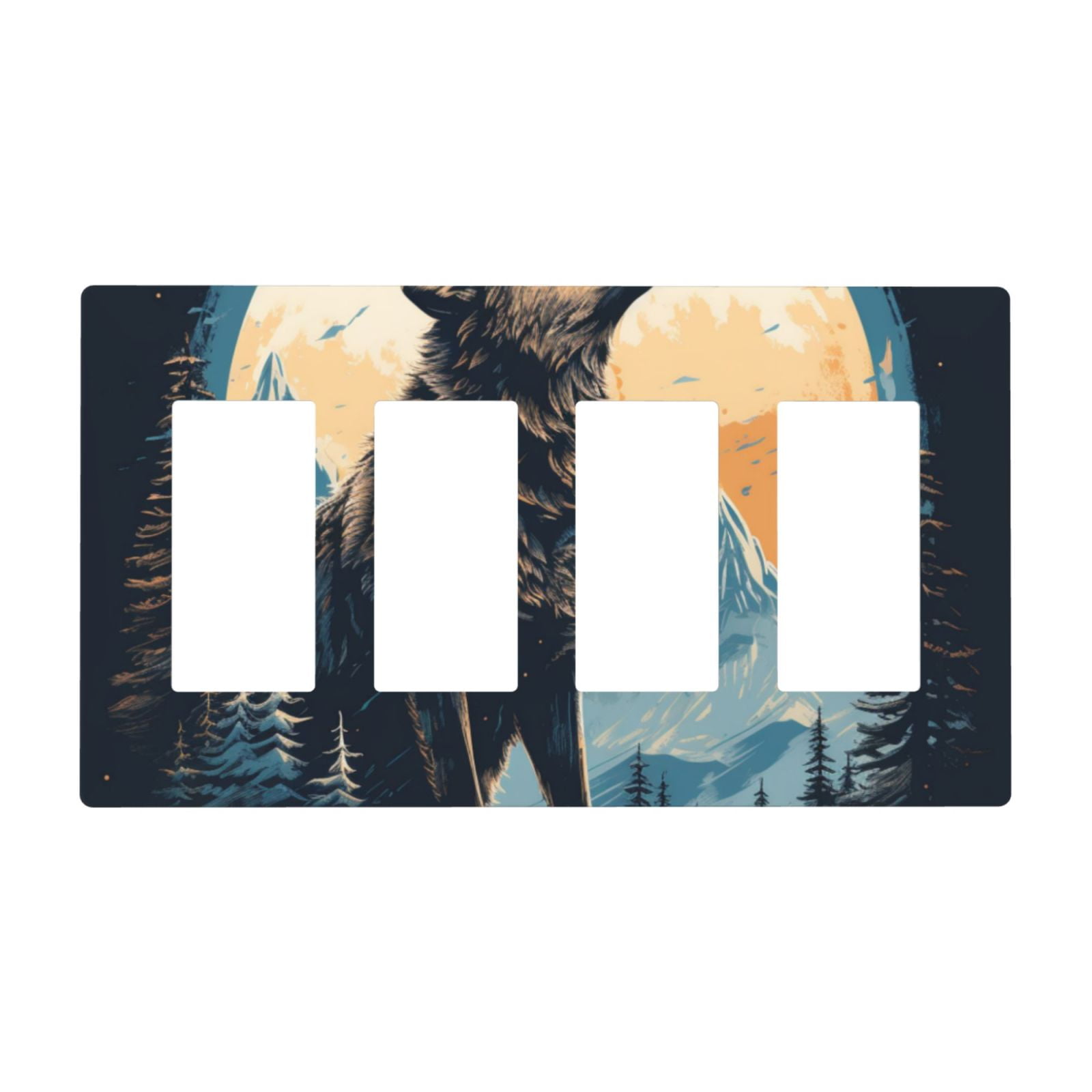 Wolf Switch Cover Decorative Wall Plate / 4-Gang Screwless / Standard ...