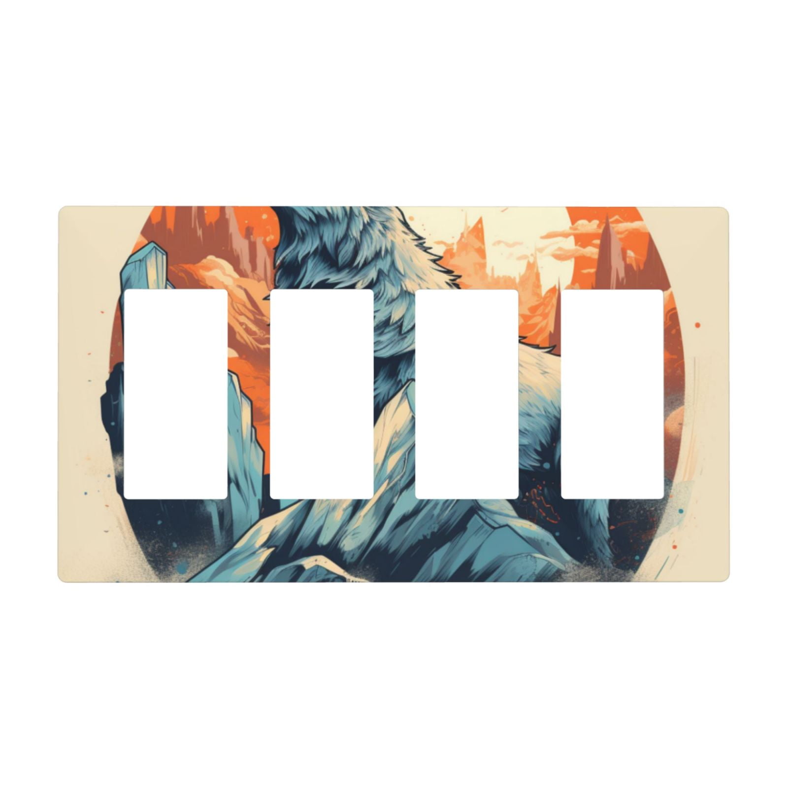 Wolf Switch Cover Decorative Wall Plate / 4-Gang Screwless / Standard ...