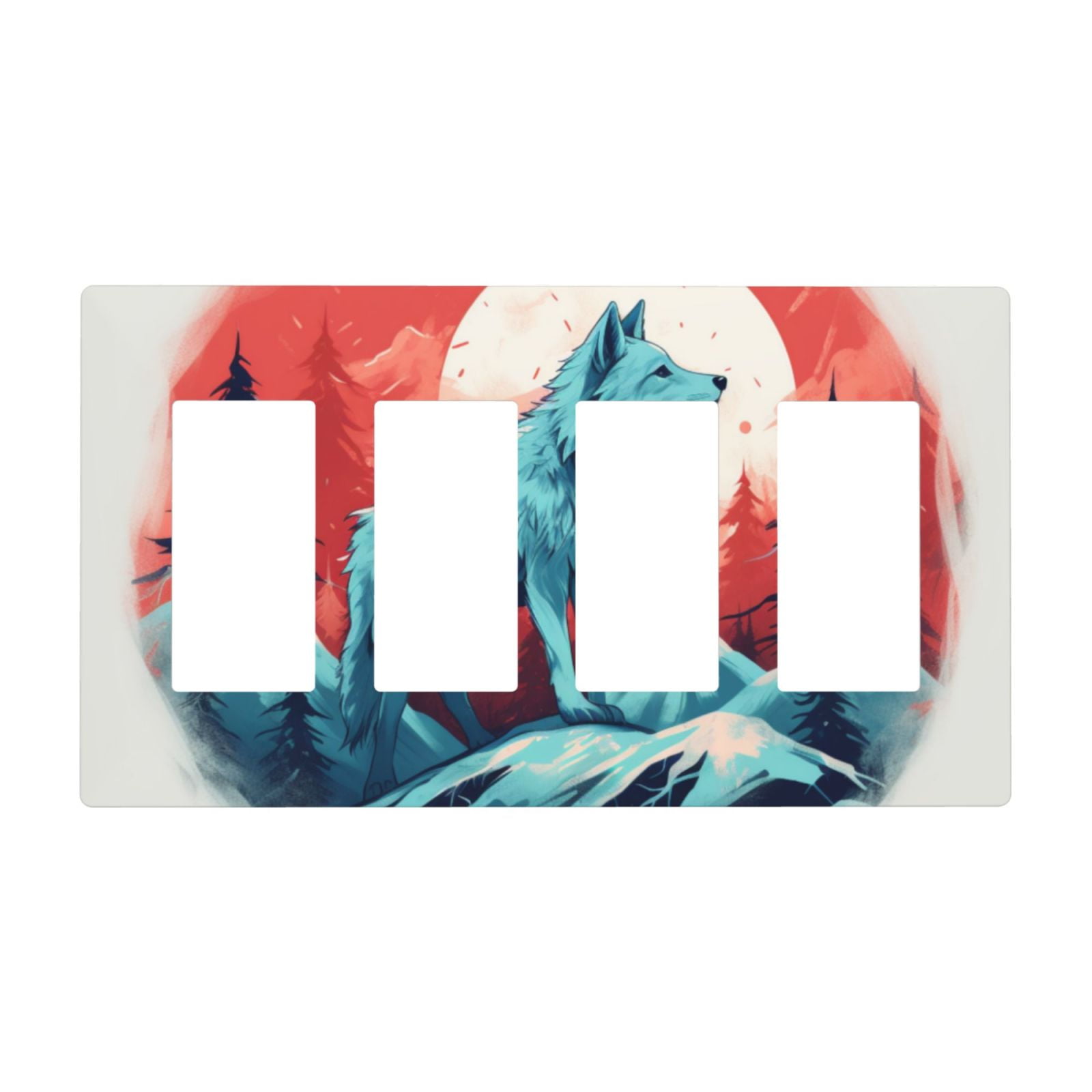 Wolf Switch Cover Decorative Wall Plate / 4-Gang Screwless / Standard ...